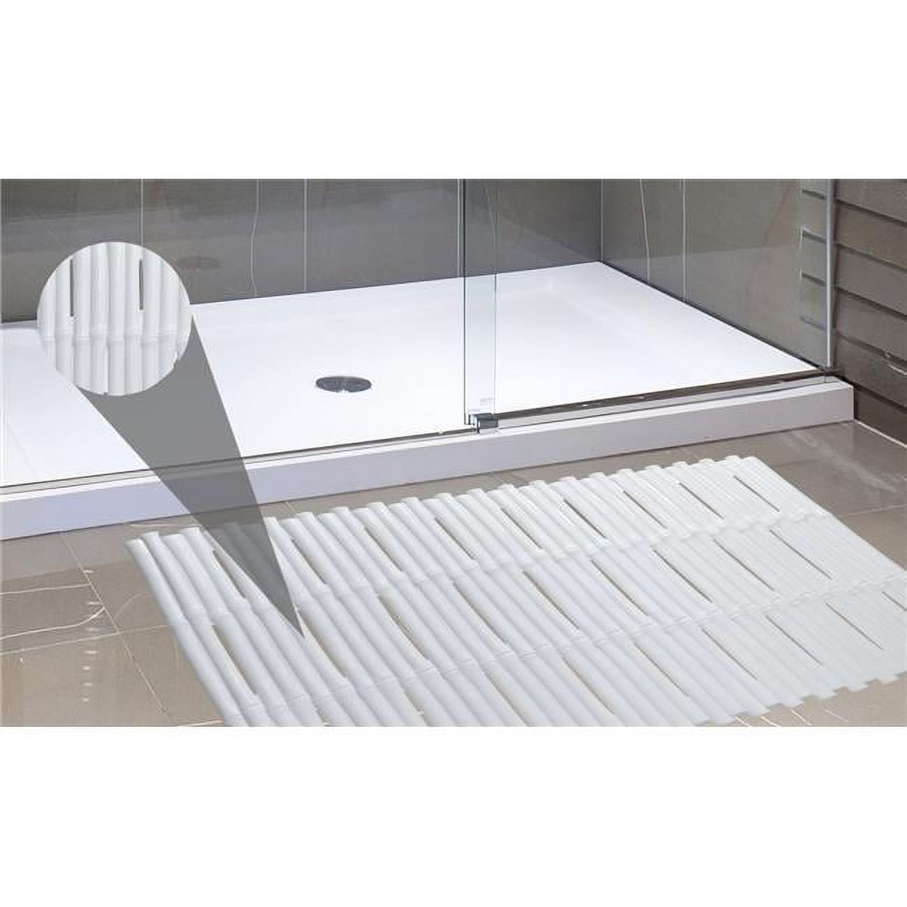 TM-BAM-21 Bamboo Look Vinyl Bath Tub Mat Size 16 x 32 in White ...
