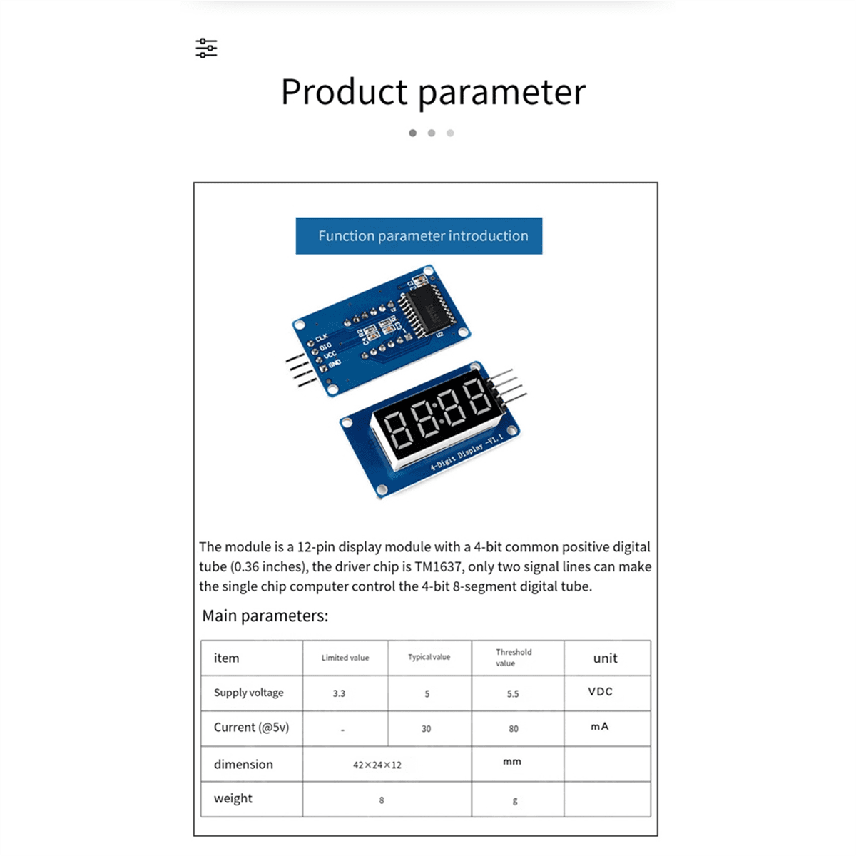TM1637 4-Bits LED Display Module for , 0.36 Inch 7-Segment Red Anode ...