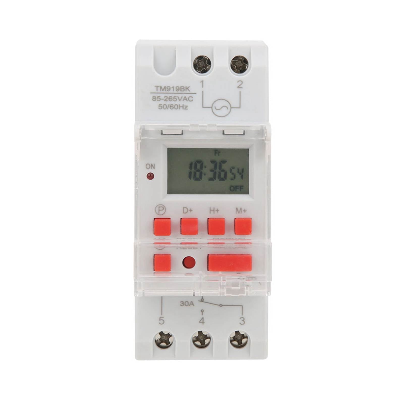 TM919BK 85~265V AC 30A LCD 7 Days Programmable Digital Timer Switches ...