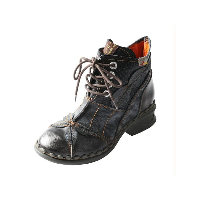 TMA EYES Women's Washed Leather Lace Ankle Boots with Comfortable ...