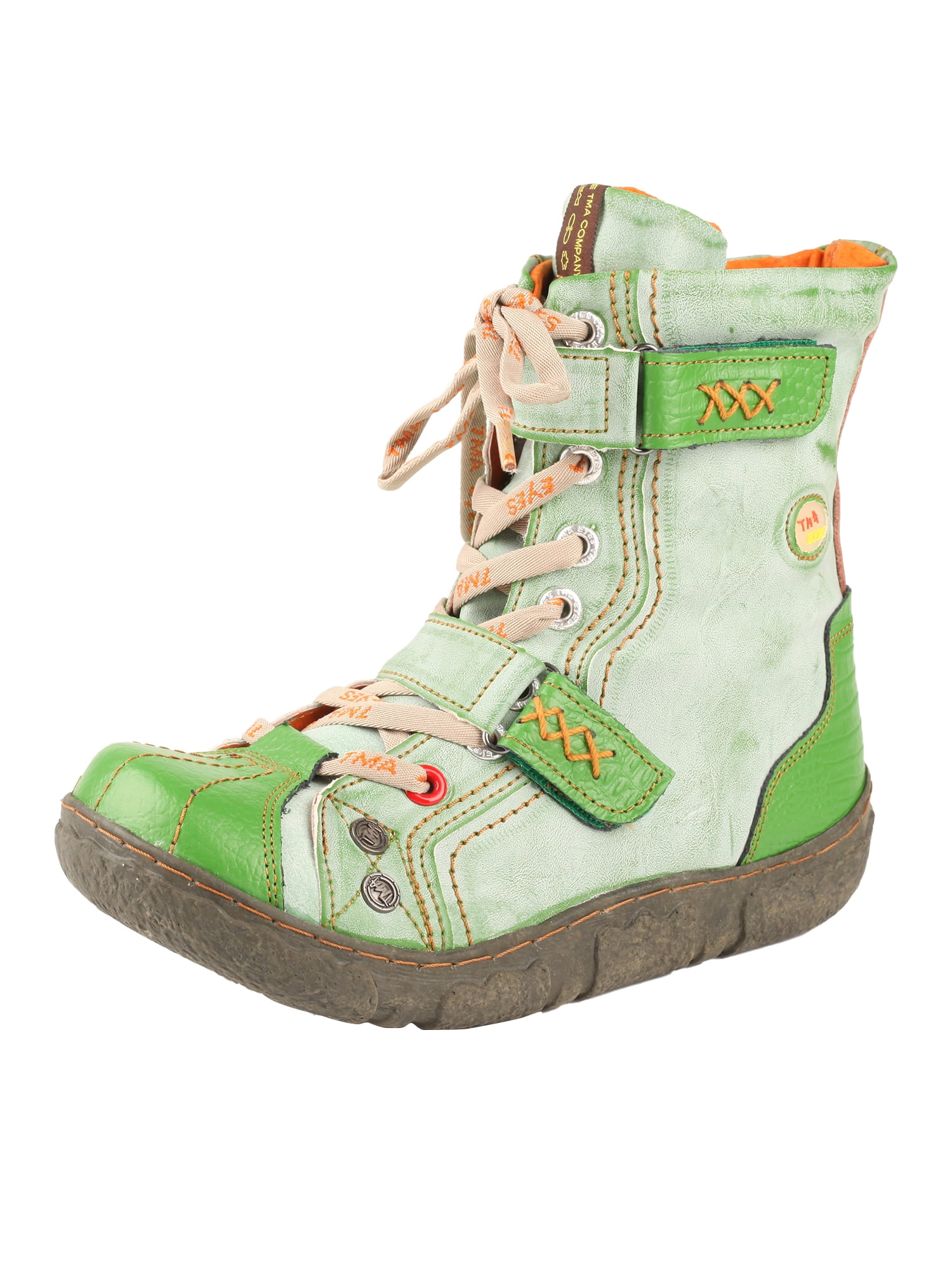 TMA EYES Double-Strape Washed PU Leather Women's Boot with Faux Fur ...