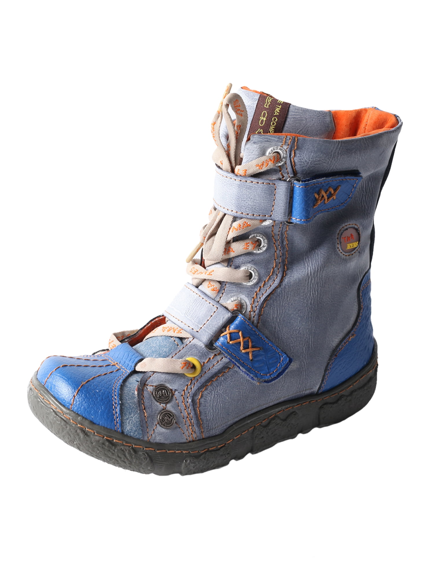 TMA EYES Mid-Calf Women's Boot, Double-Strap, Washed PU Leather with ...