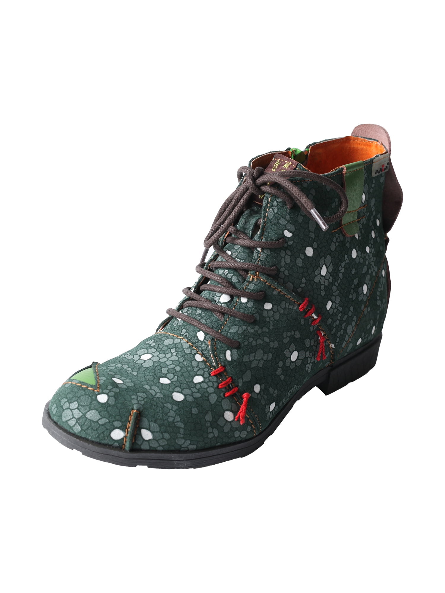 TMA EYES Hand-Stitched Floral-Print Leather Women's Boots - Walmart.com