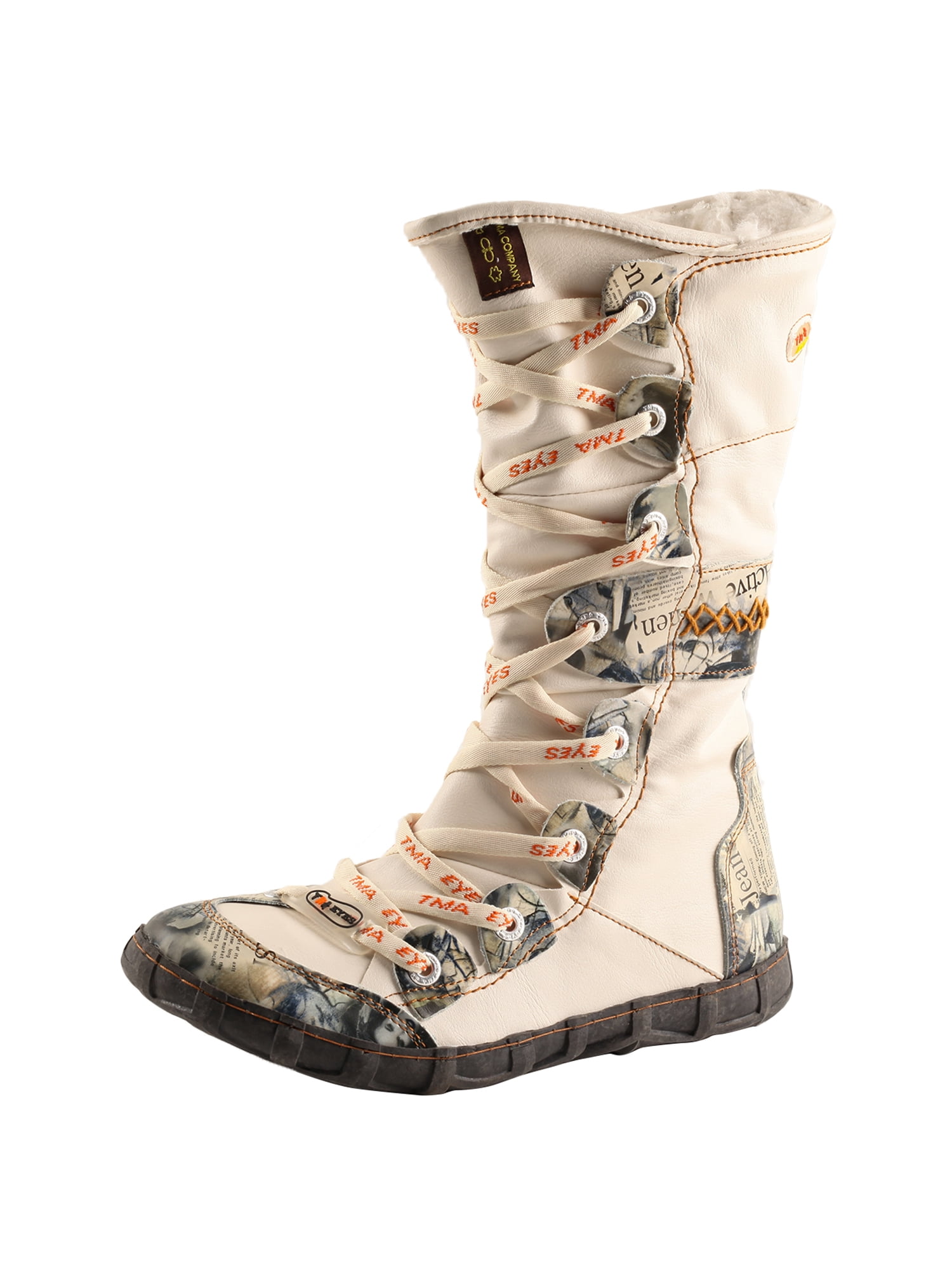 TMA EYES Long Washed Contrast-Stitch Lace Eyes Side Zipper Women's ...