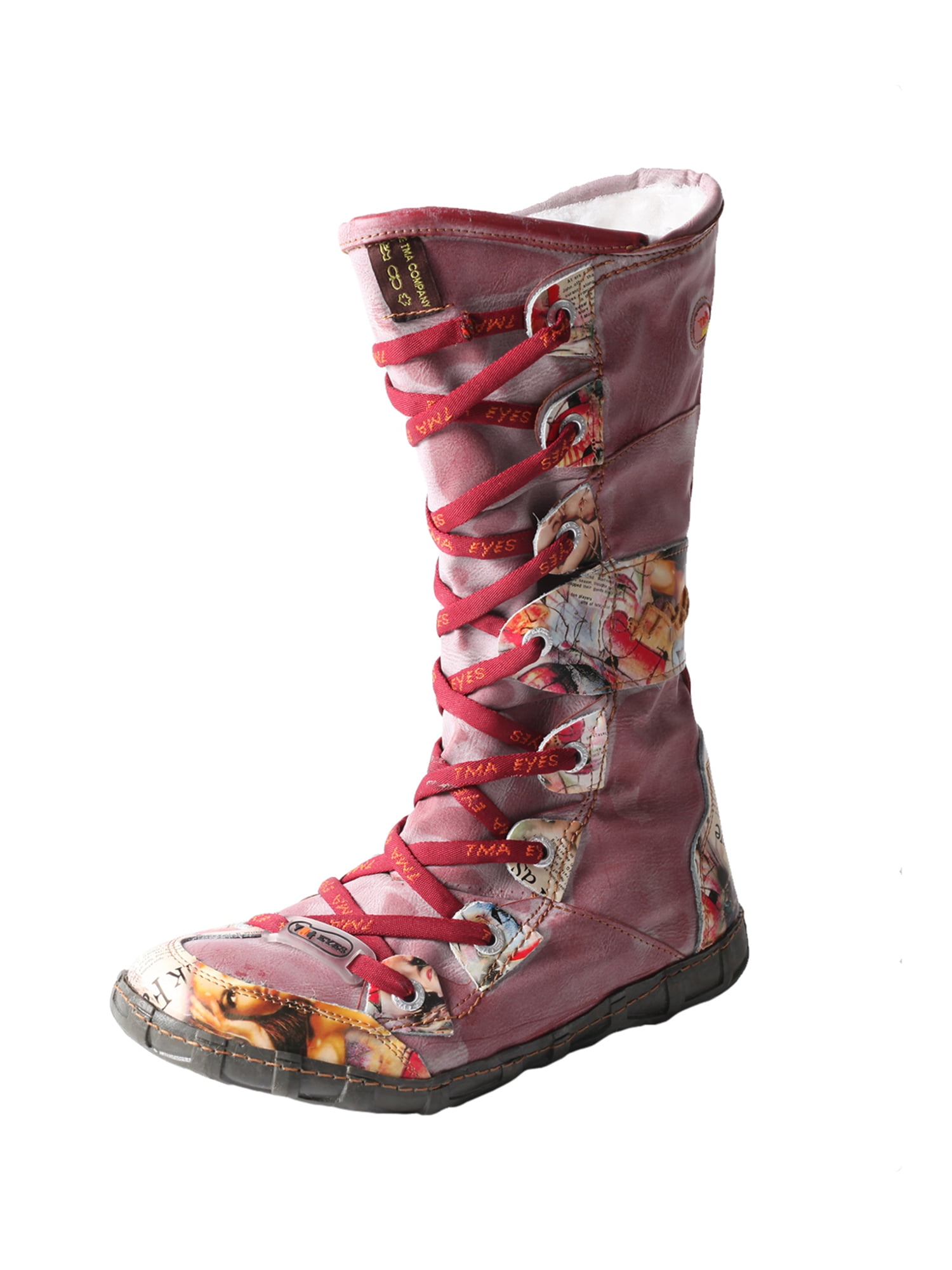 TMA EYES Long Washed Contrast-Stitch Lace Eyes Side Zipper Women's ...