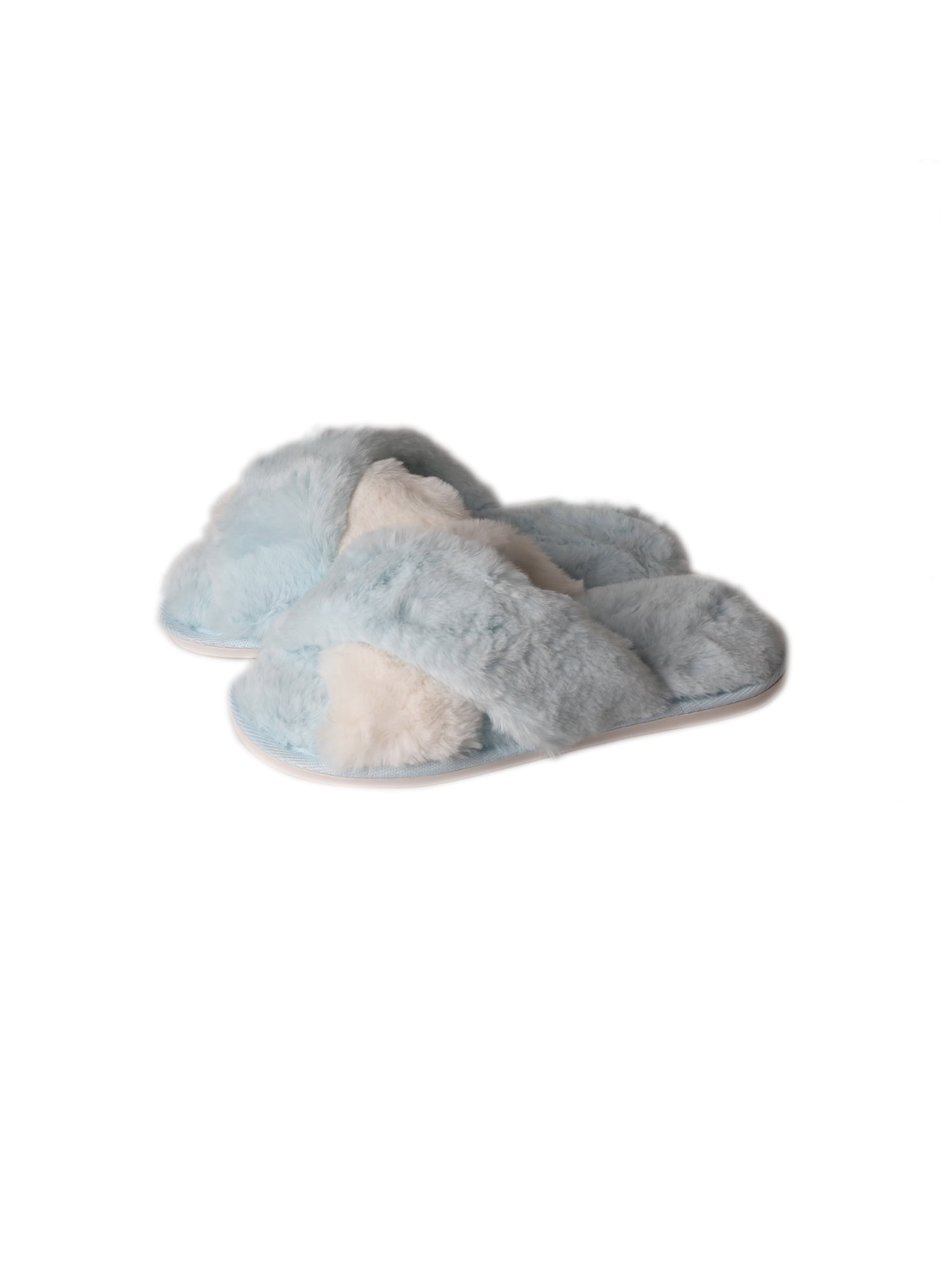 TMA EYES Plush Cross-Strap Color Block Slippers - Anti-Slip Indoor and ...