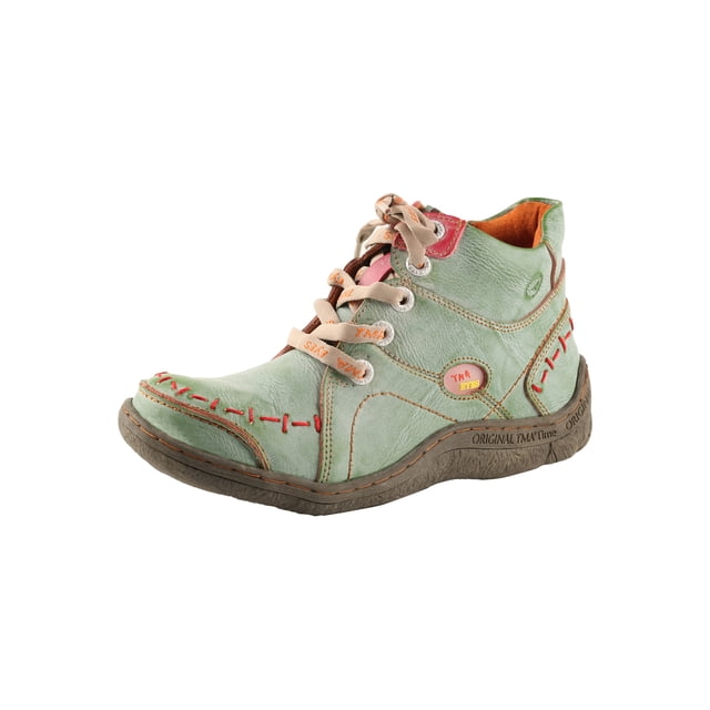 TMA EYES Women's Lace-Up and Side Zipper Ankle Boots Hand Stitching ...