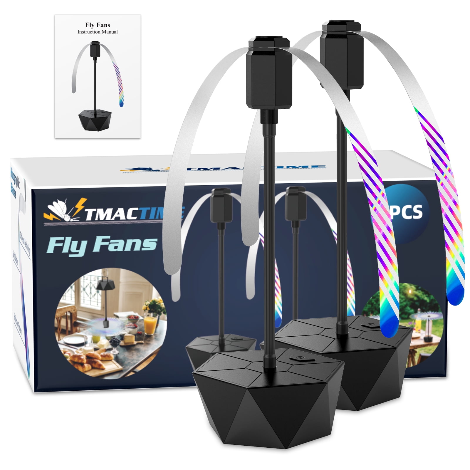 TMACTIME Fly Fans for Tables, 2PC Battery-Powered Fly Repellent, Indoor ...