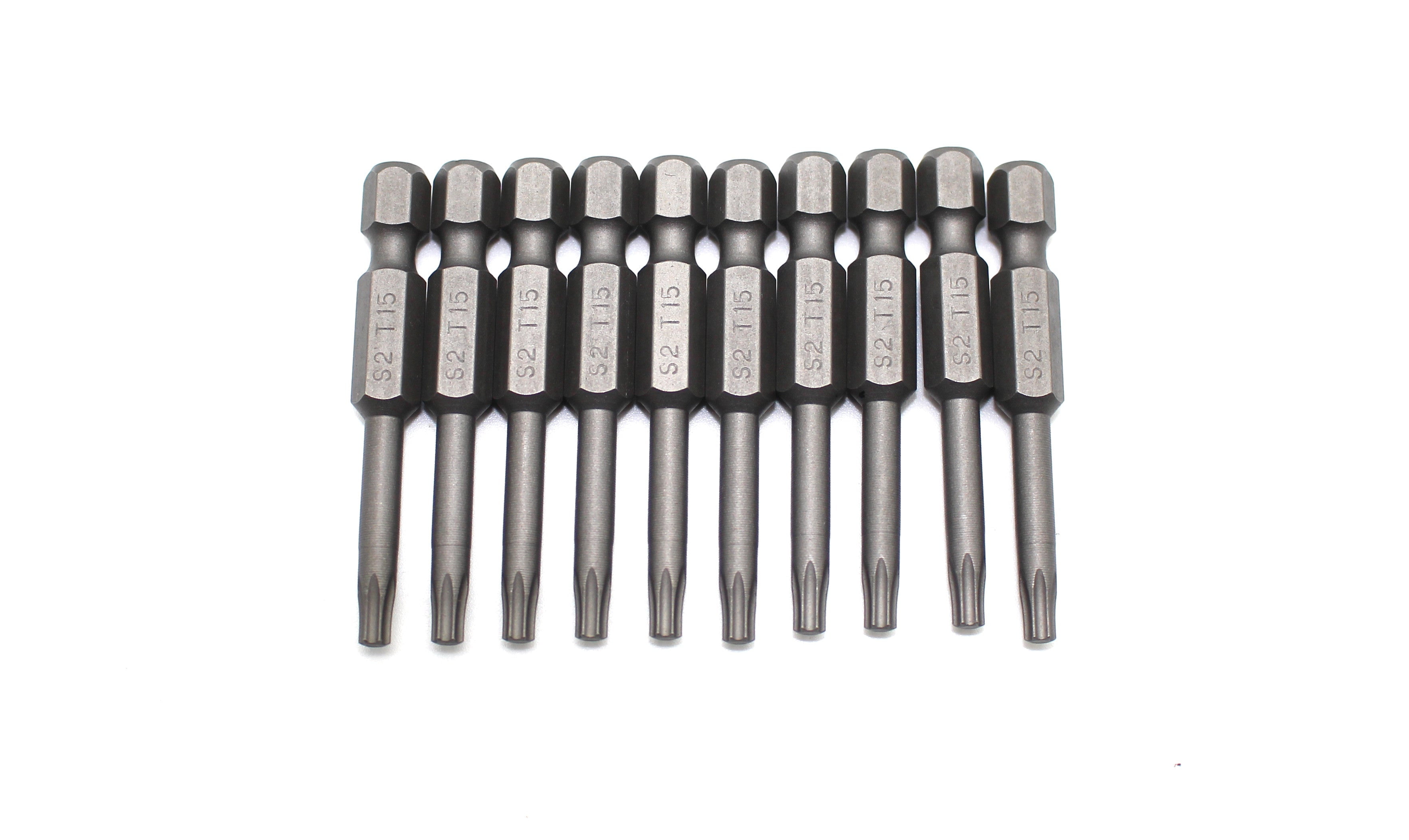 TMAX 10 pc T15 Torx Star Head Screwdriver Bit Set, S2 Steel 6 Point T ...