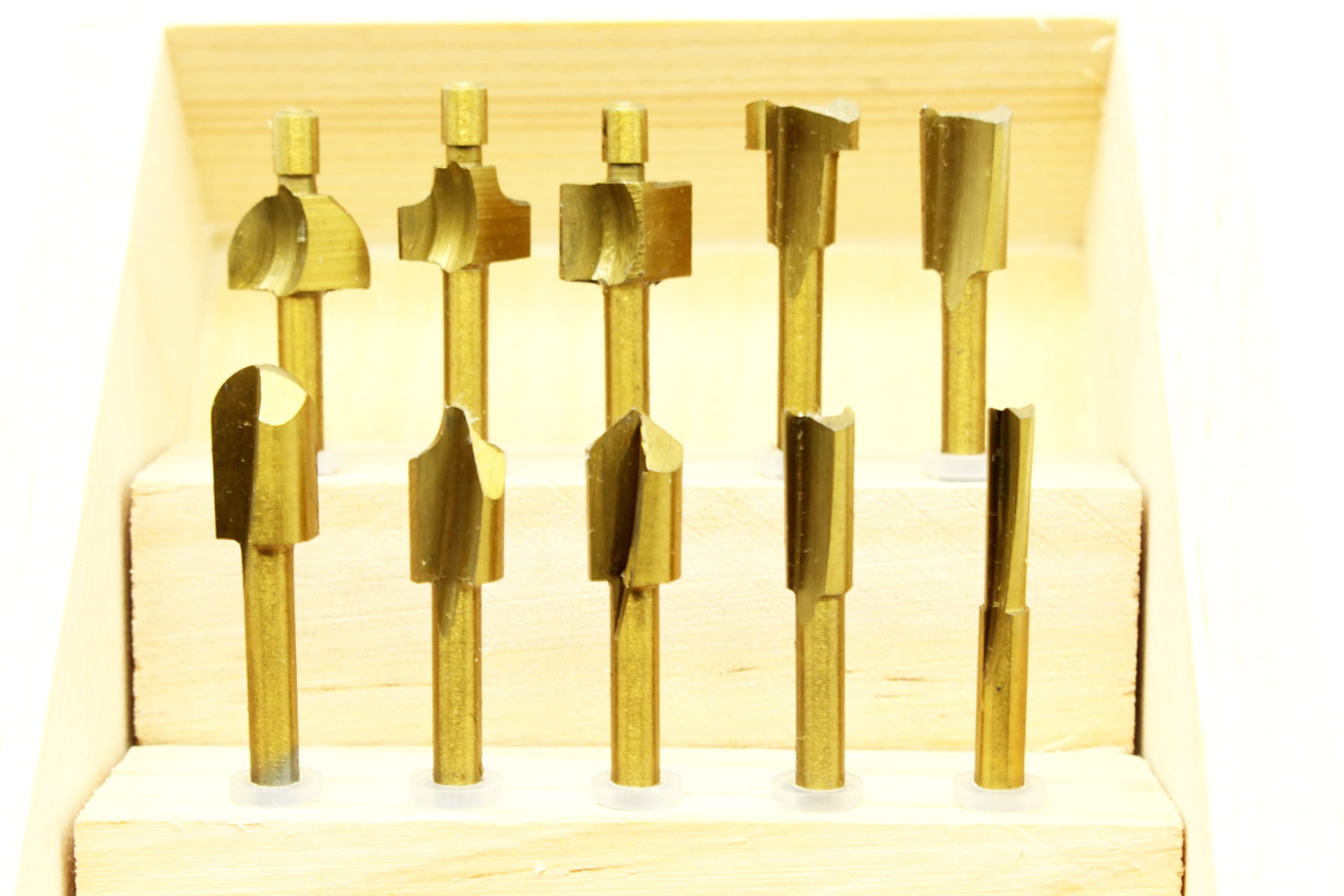 TMAX 10 pc High Speed Steel Hss Titanium Coated Router Bits Set 1/8 ...