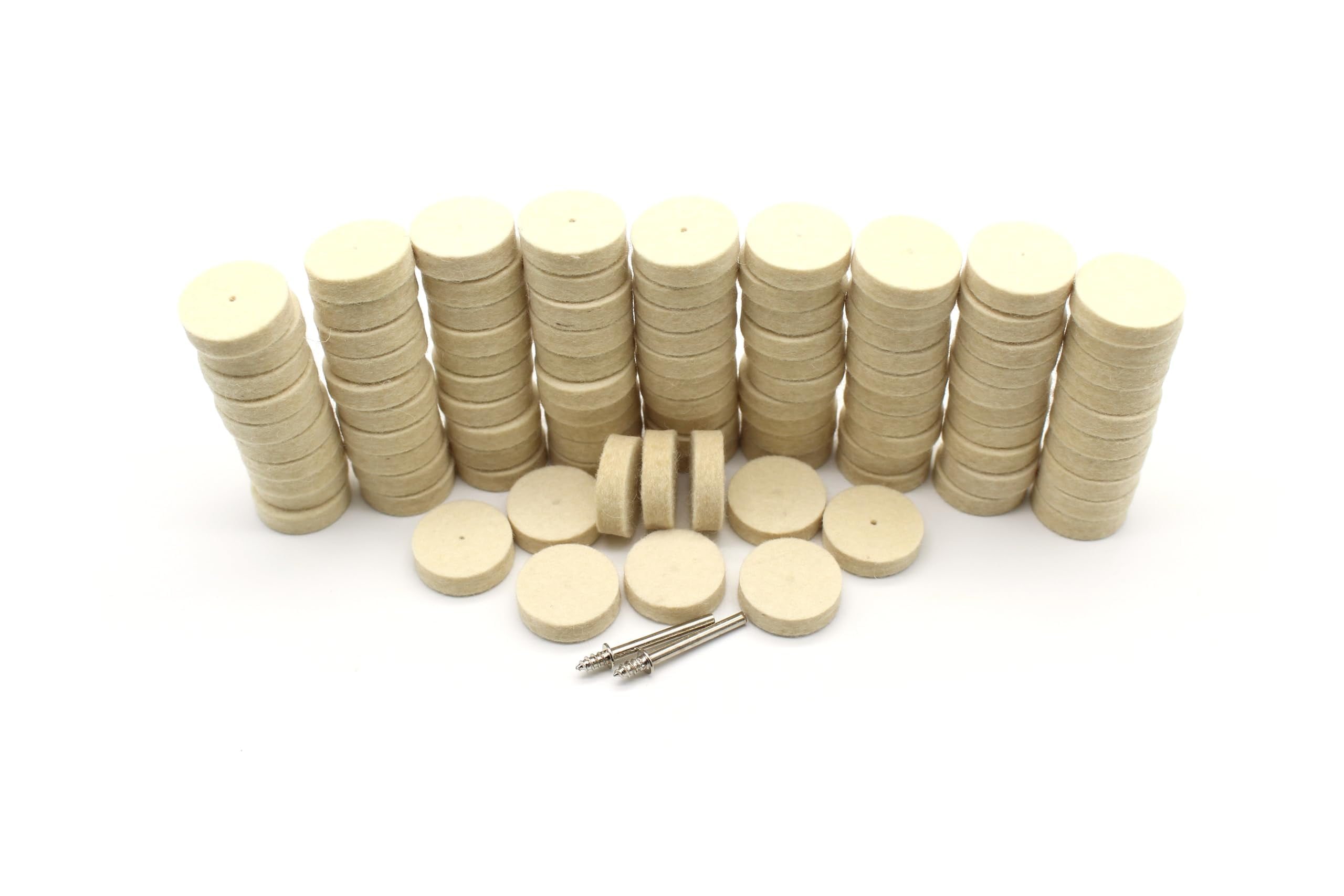 TMAX 100 pc Felt Polishing Wool Bob Burr 1 Inch Diameter 1/4 Inch High ...