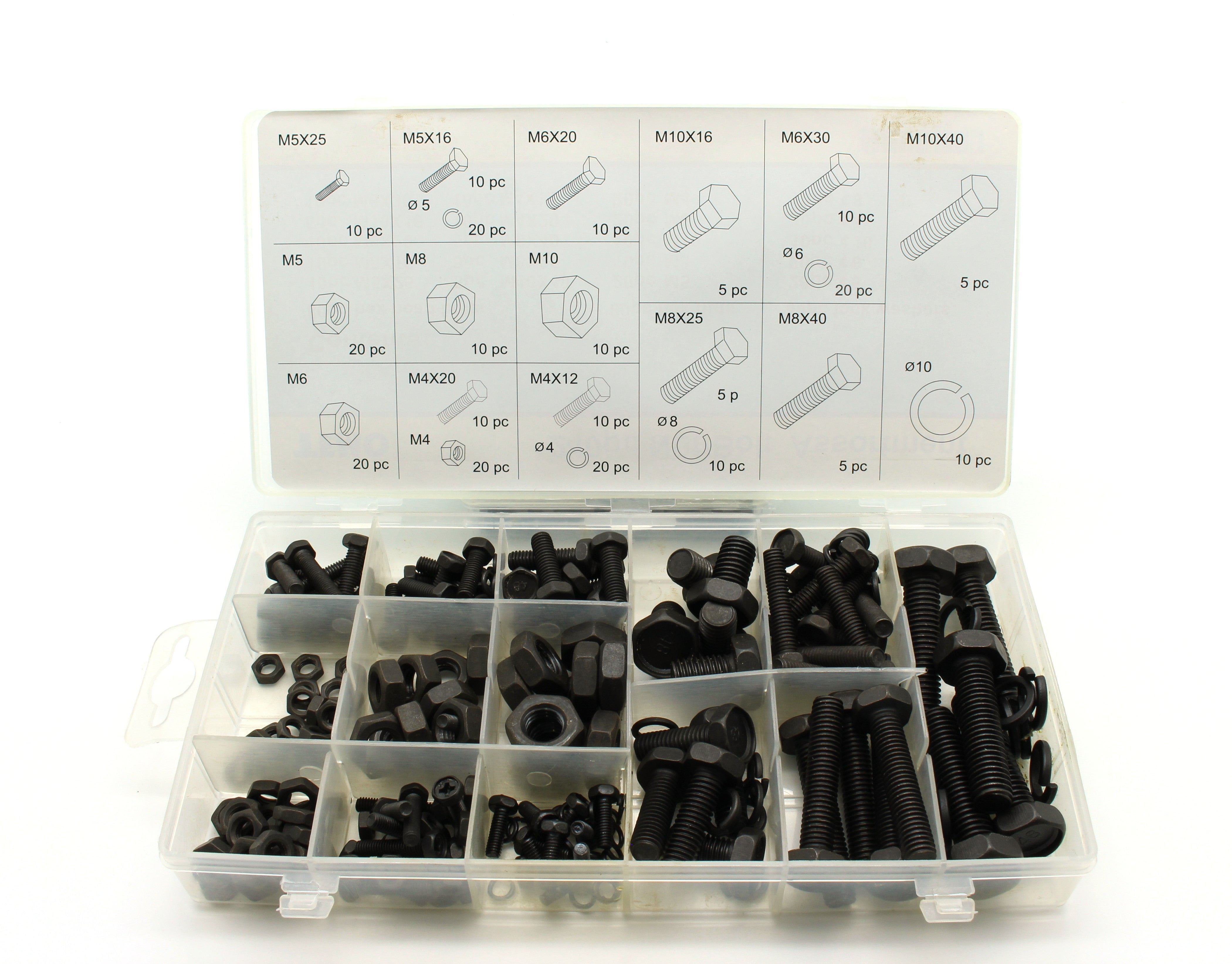 TMAX 240 pc Heavy Duty Nut and Bolt Assortment Set Kit M4 M5 M6 M8 M10 ...