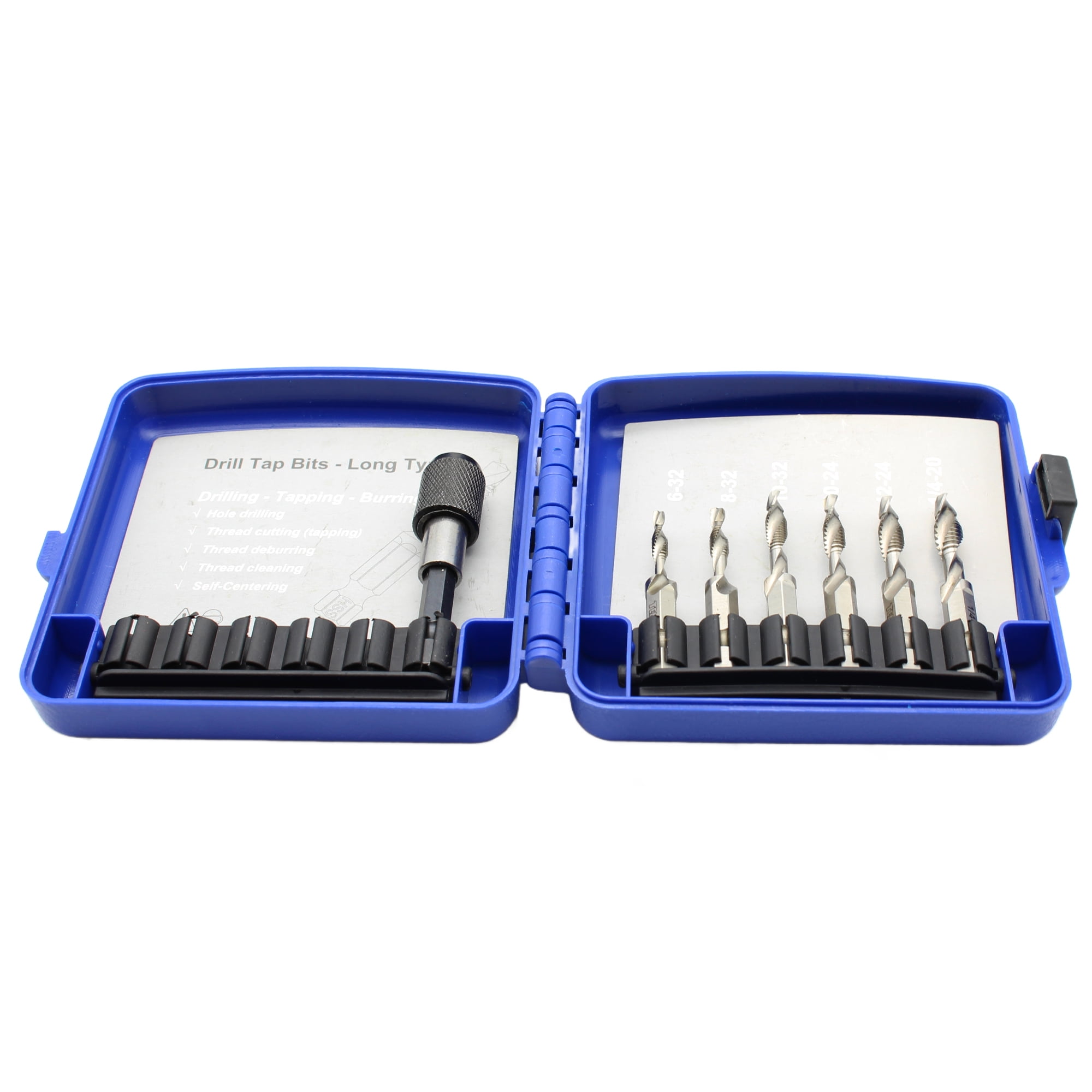 TMAX M2 6 pc Combination Drill and Tap Set with 1/4 Inch Quick Change ...