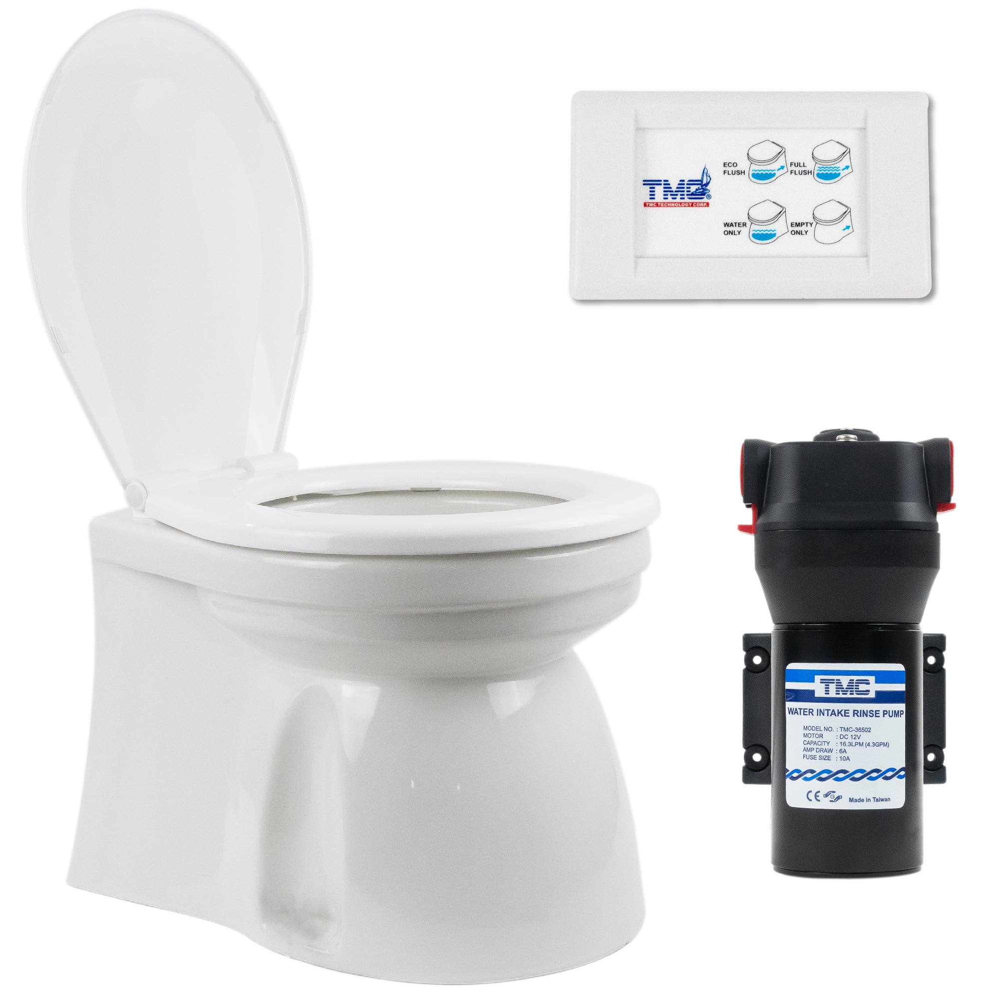 TMC Electric Marine Toilet, RV Toilet, Boat Toilet, Large Design Bowl ...