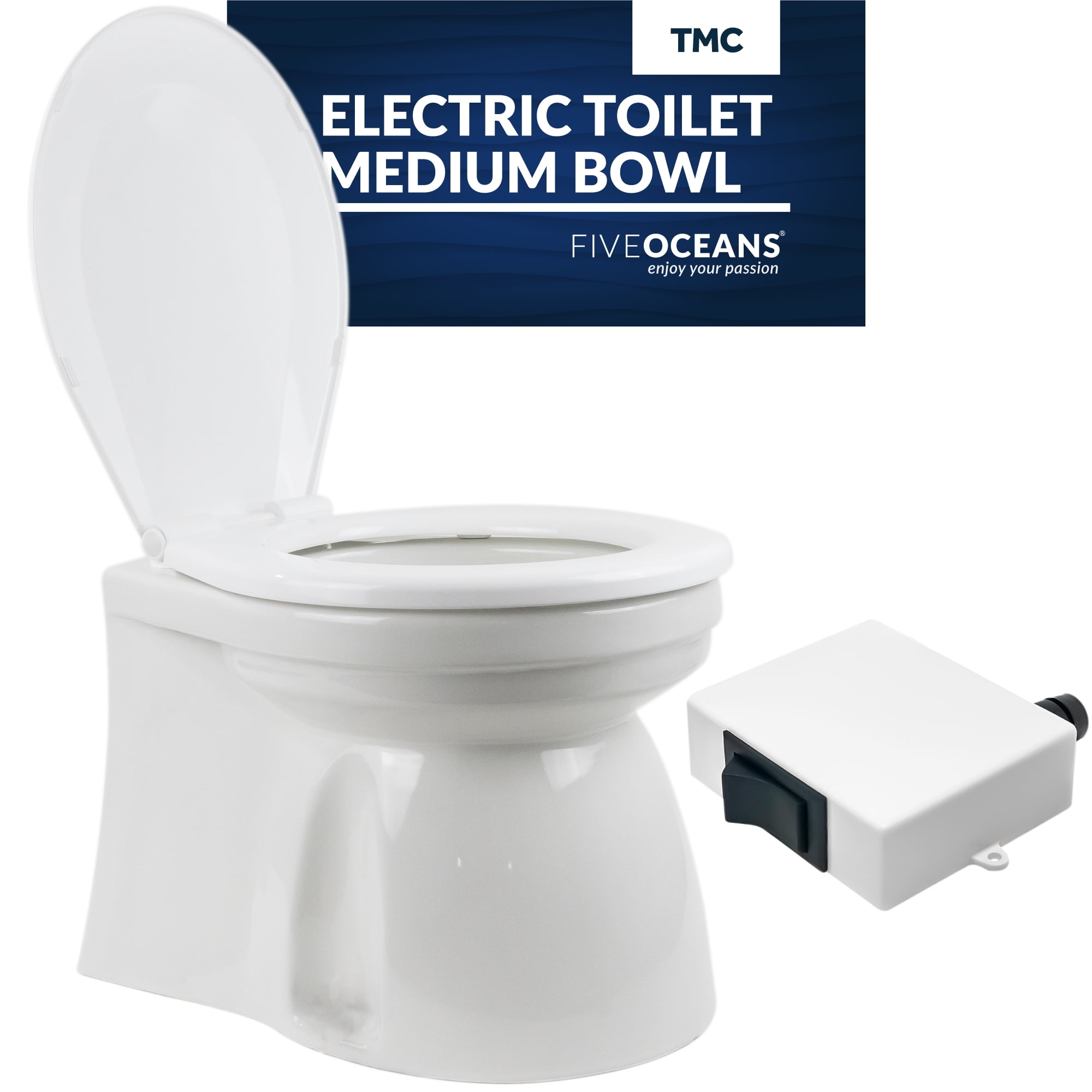 TMC Electric Marine Toilet, RV Toilet, Boat Toilet, Medium Design Bowl ...