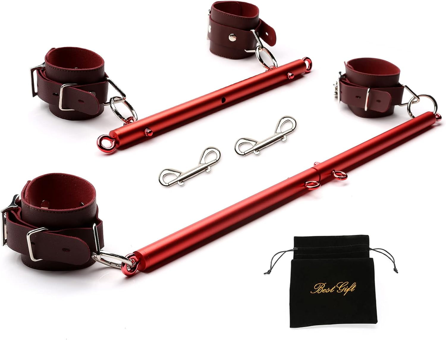 TMEOIIPY Home Yoga bar, 2Pcs Red Restore Pilates Adjustable Spreader ...