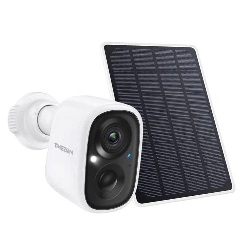 TMEZON 2K Wireless Security Camera, Indoor/Outdoor, Solar Powered, PIR ...
