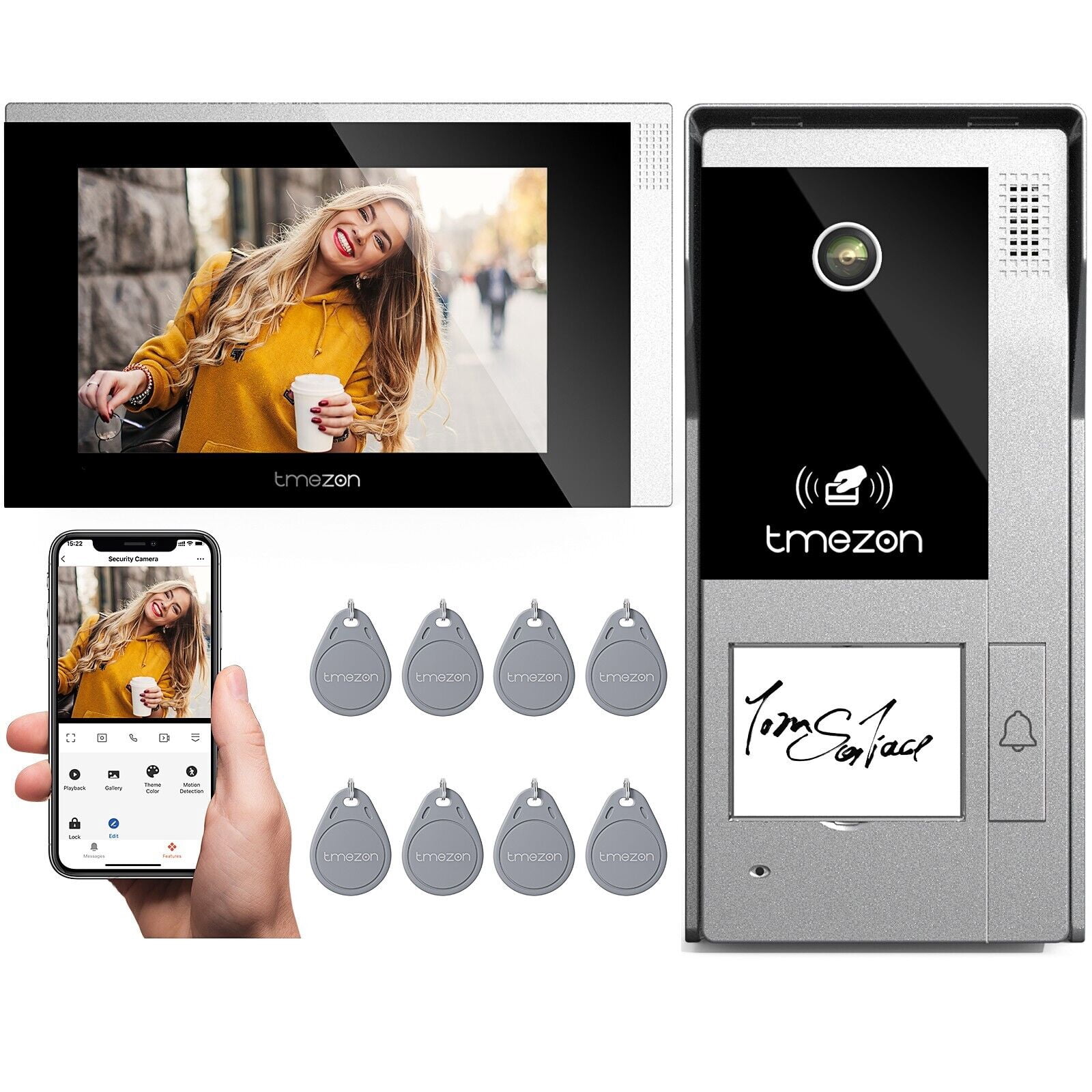 TMEZON 2MP WiFi Video Doorbell Security Intercom System 7'' Touch ...