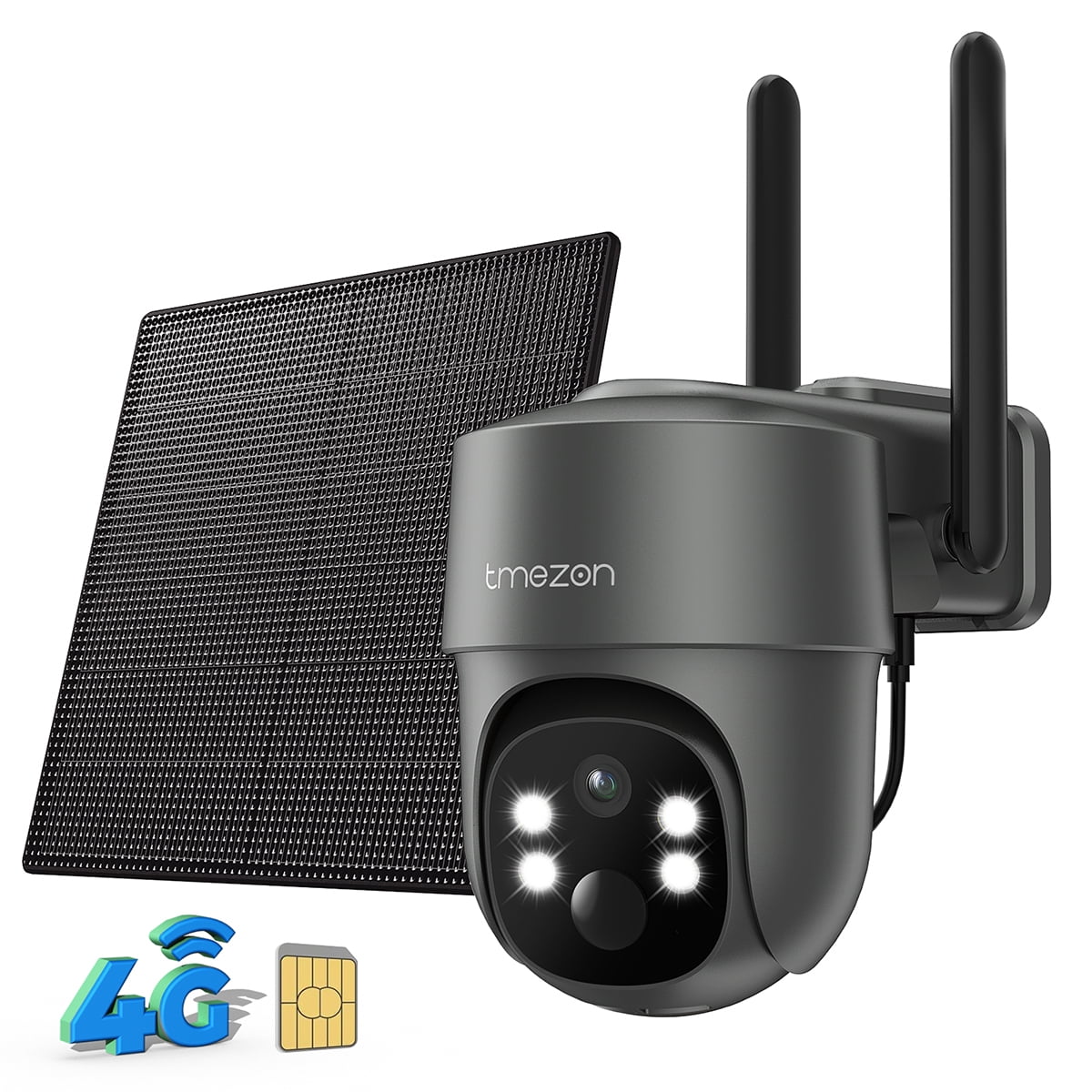 TMEZON 4G LTE 3MP Security Camera, Solar Powered, Cellular, Waterproof ...