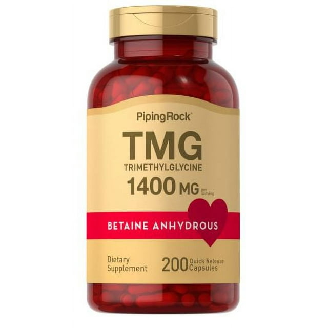 Piping Rock TMG Trimethylglycine 1400mg, 200 Capsules, Betaine ...