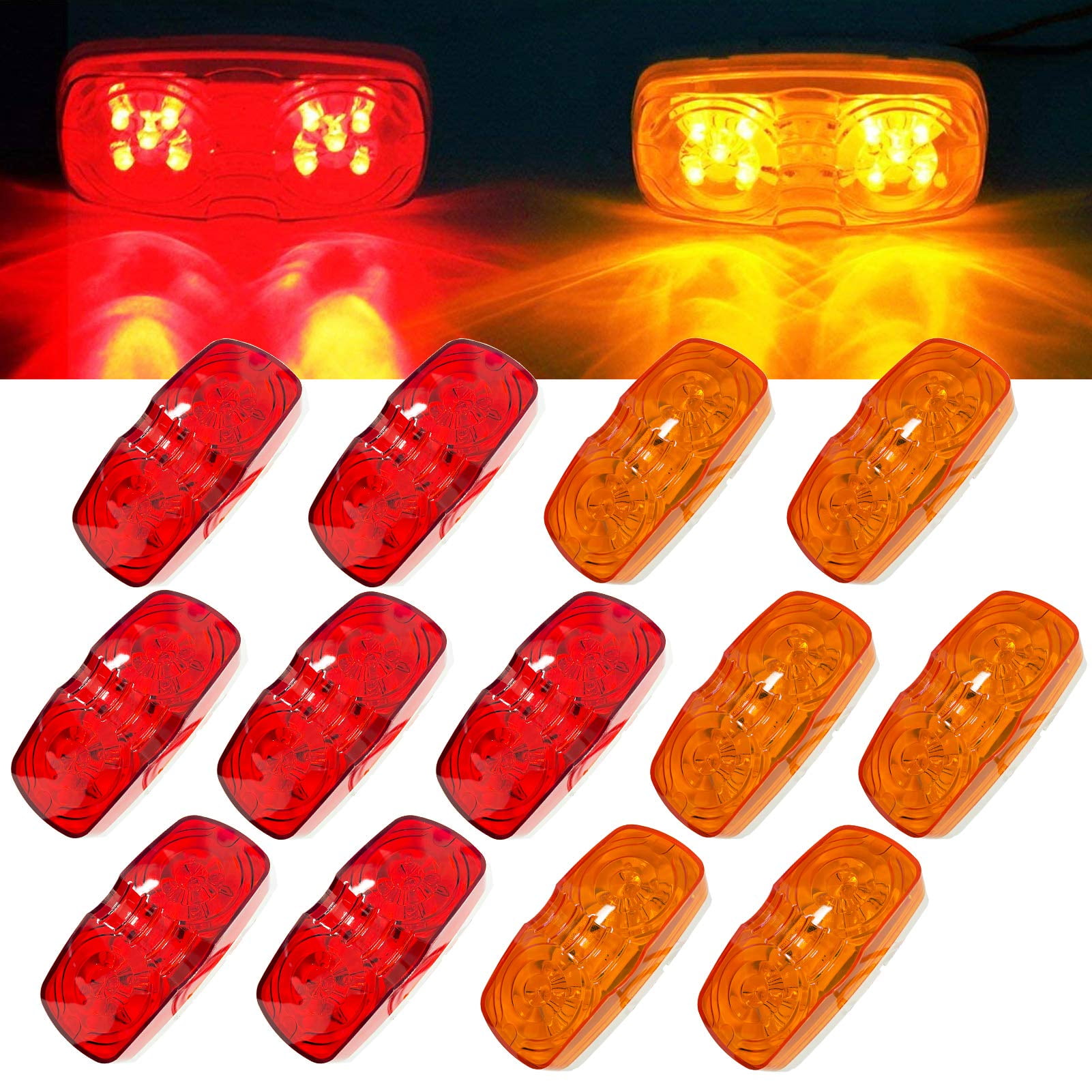 TMH 10 pcs 3.6 MMF7 Inch submersible 4 LED Smoked Lens Amber Light Side ...