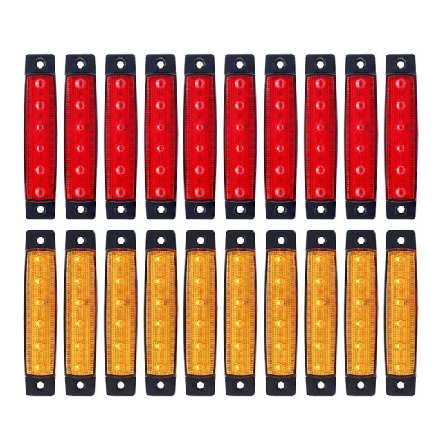 TMH 20 Pcs 3.8" Amber + Red Light 6LED Side Marker Lights, Trailer ...