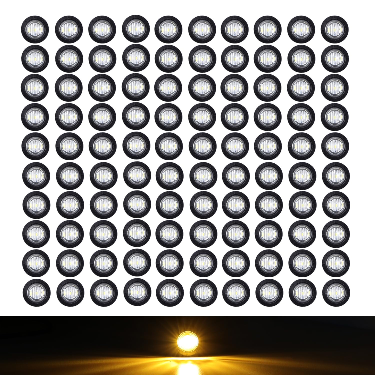 TMH 3/4 Inch (Pack of 100) Mount Clear Lens Amber LED Clearance Button ...