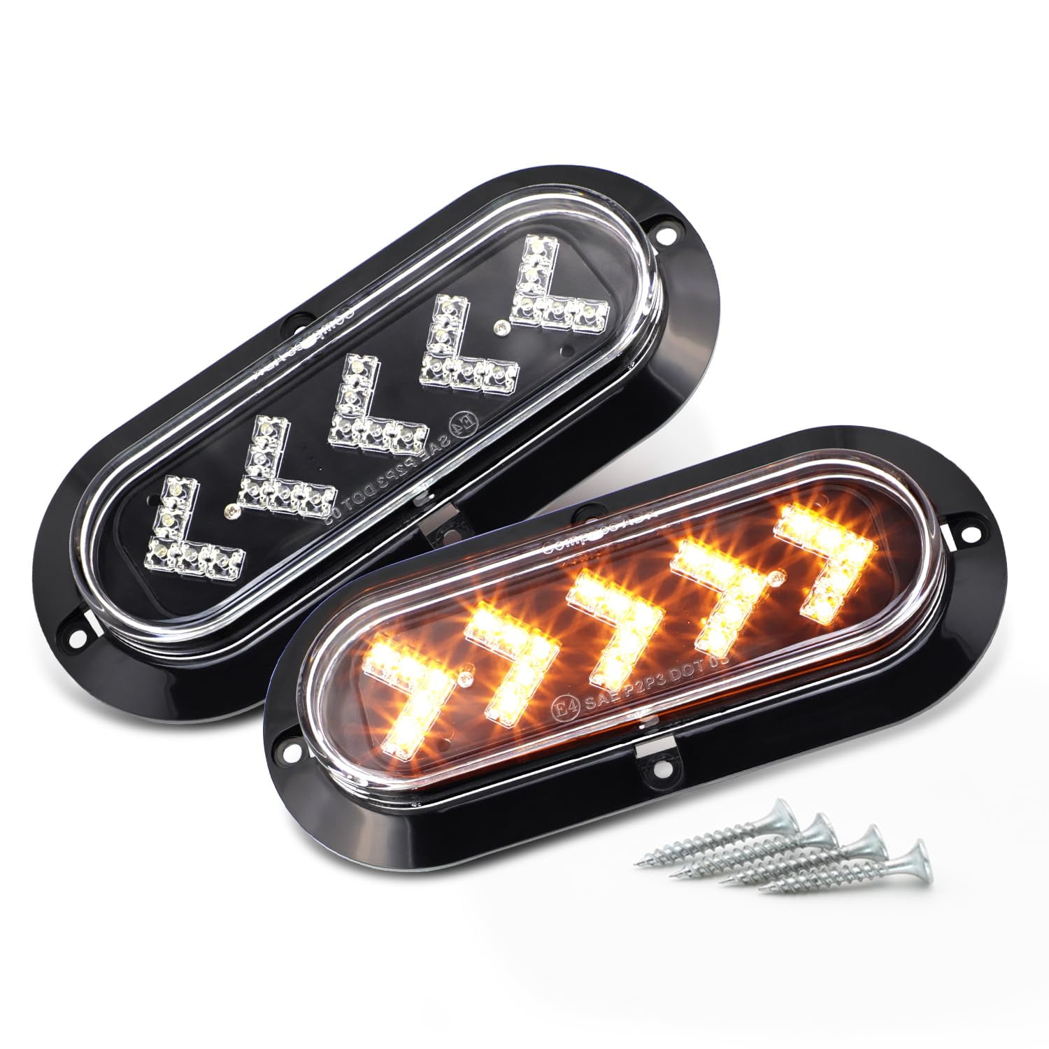 TMH (Pack of 2 RRF12 6 Inch ARROW 25 LED Surface Mount Oval Clear Lens ...