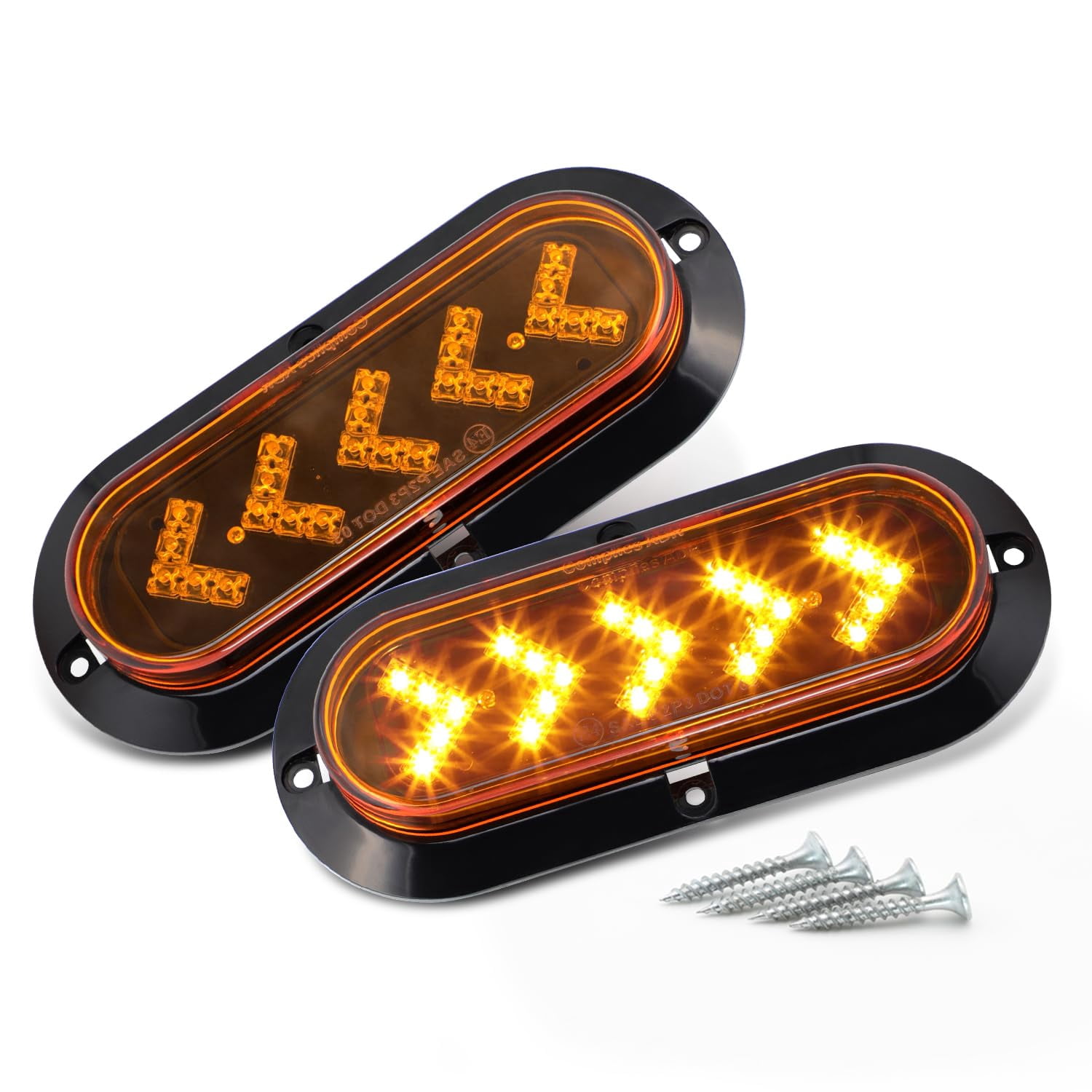TMH (Pack of 2 RRF12 6 Inch Oval ARROW Amber Light Turn Signal Tail ...