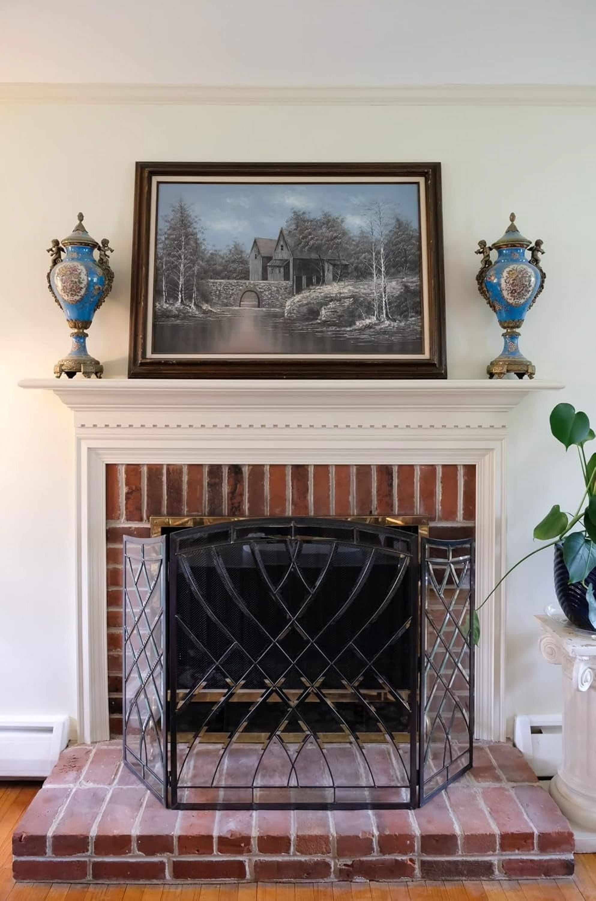 TMI Bevel Clear Glass Folding Fireplace Screen Hand Made, 51''x34'', 41791 - Walmart.com