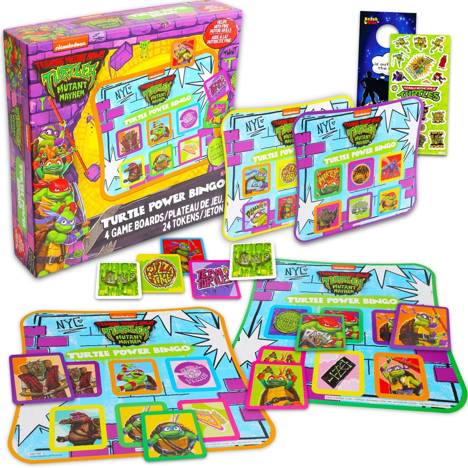 TMNT Bingo Set - Bundle with 4 Teenage Mutant Ninja Turtles Game Boards ...