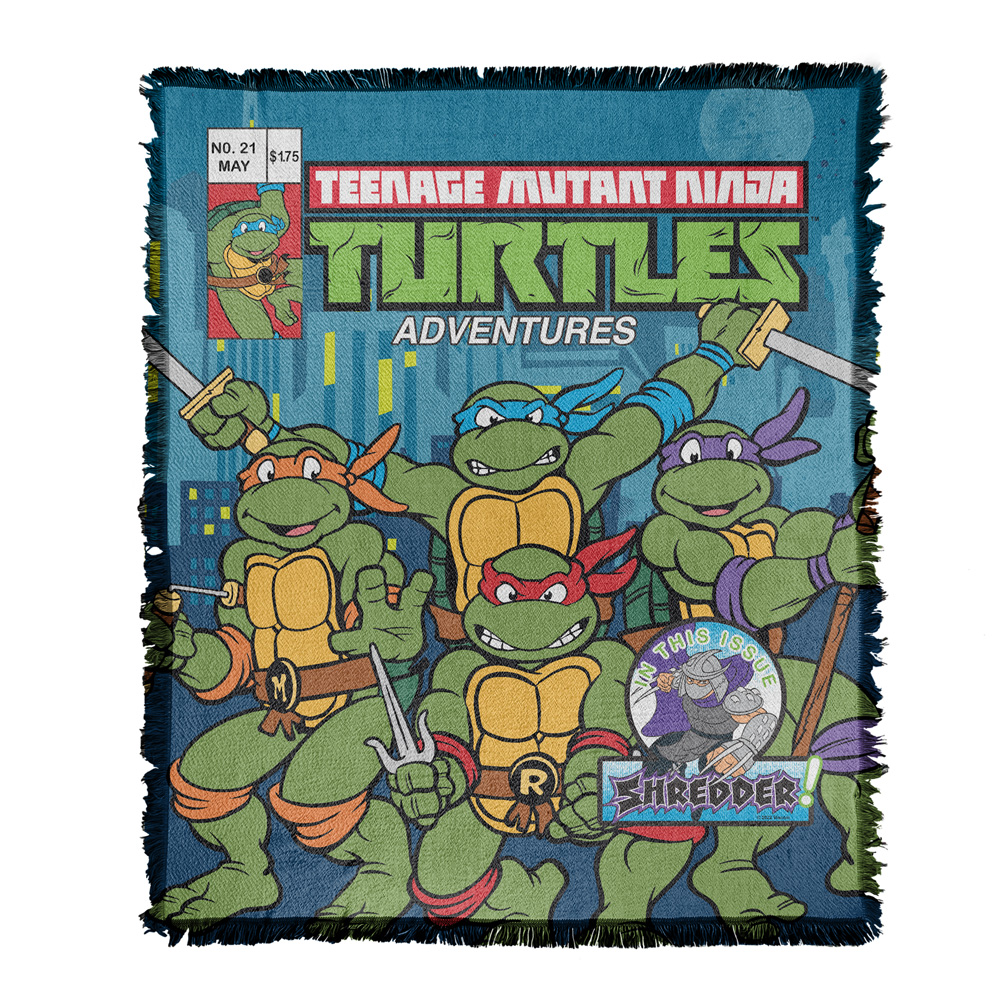 TMNT Blanket, 50"x60" TMNT Comic Cover No.21 Woven Tapestry Cotton ...