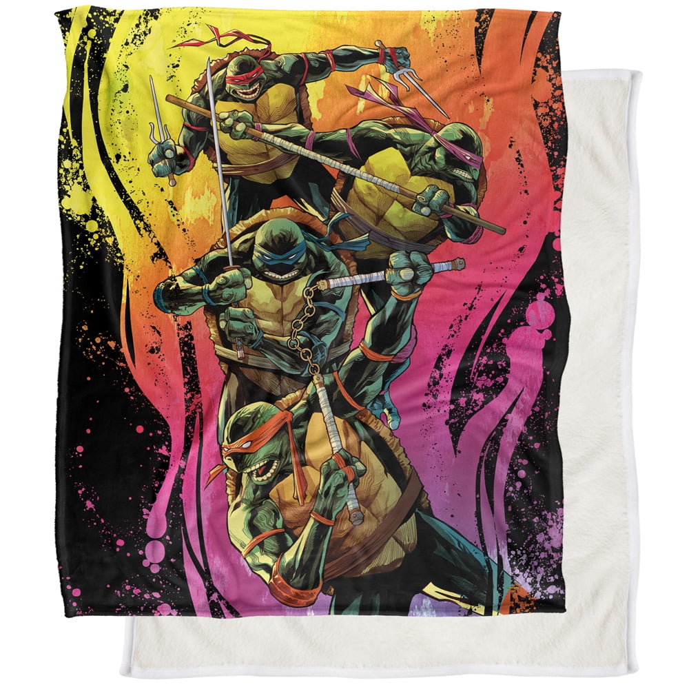 TMNT Kids Warm Fleece Plush Blanket, 50"x60" Gradient Group Splash ...