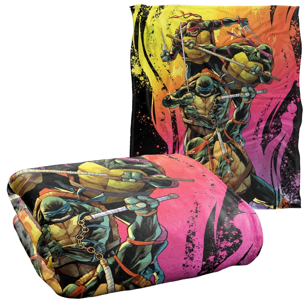 TMNT Blanket, 50"x60" TMNT Gradient Group Splash Silky Touch Super Soft ...