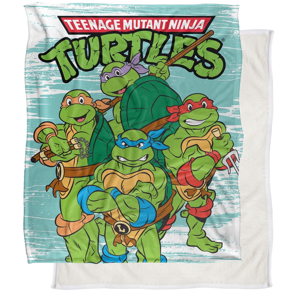 TMNT Blanket, 50"x60" TMNT Turtle Group Silky Touch Sherpa Back Super ...