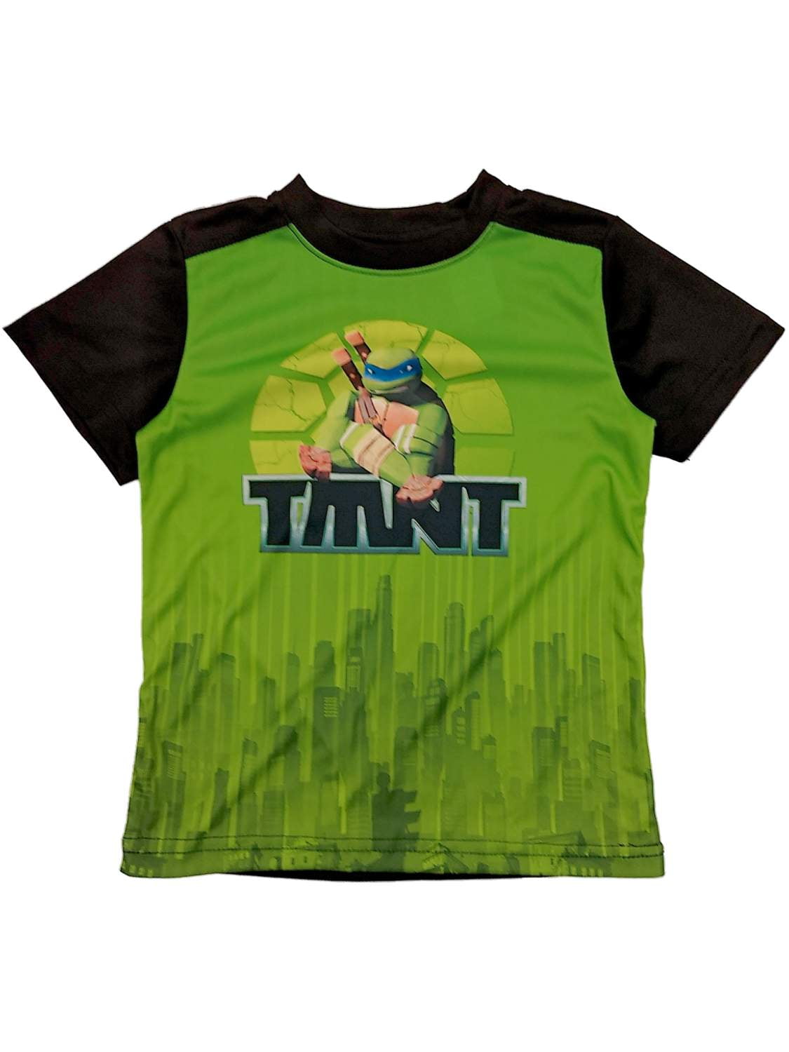 TMNT Boys Silky Green & Black T-Shirt Teenage Mutant Ninja Turtles Leo ...