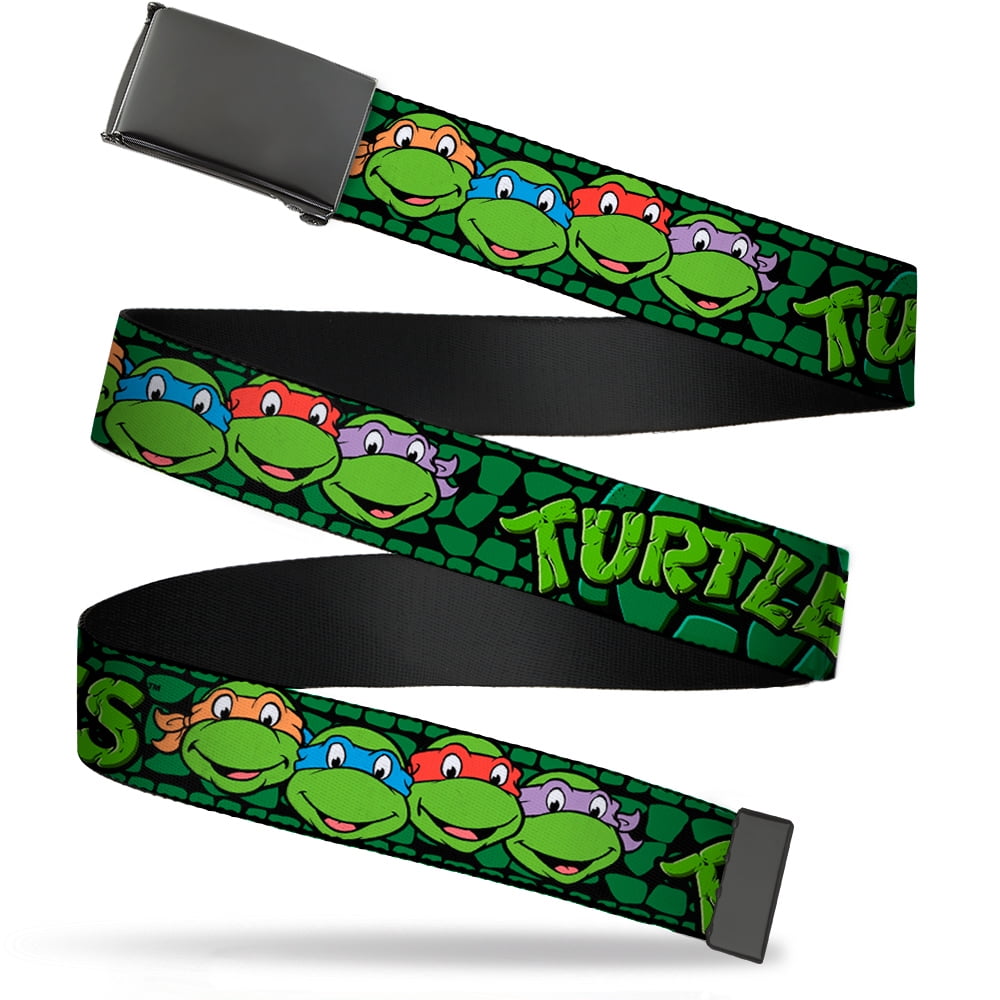 Nickelodeon Belt, Flip Web Belt TMNT Ninja Turtles Group Faces Turtle ...