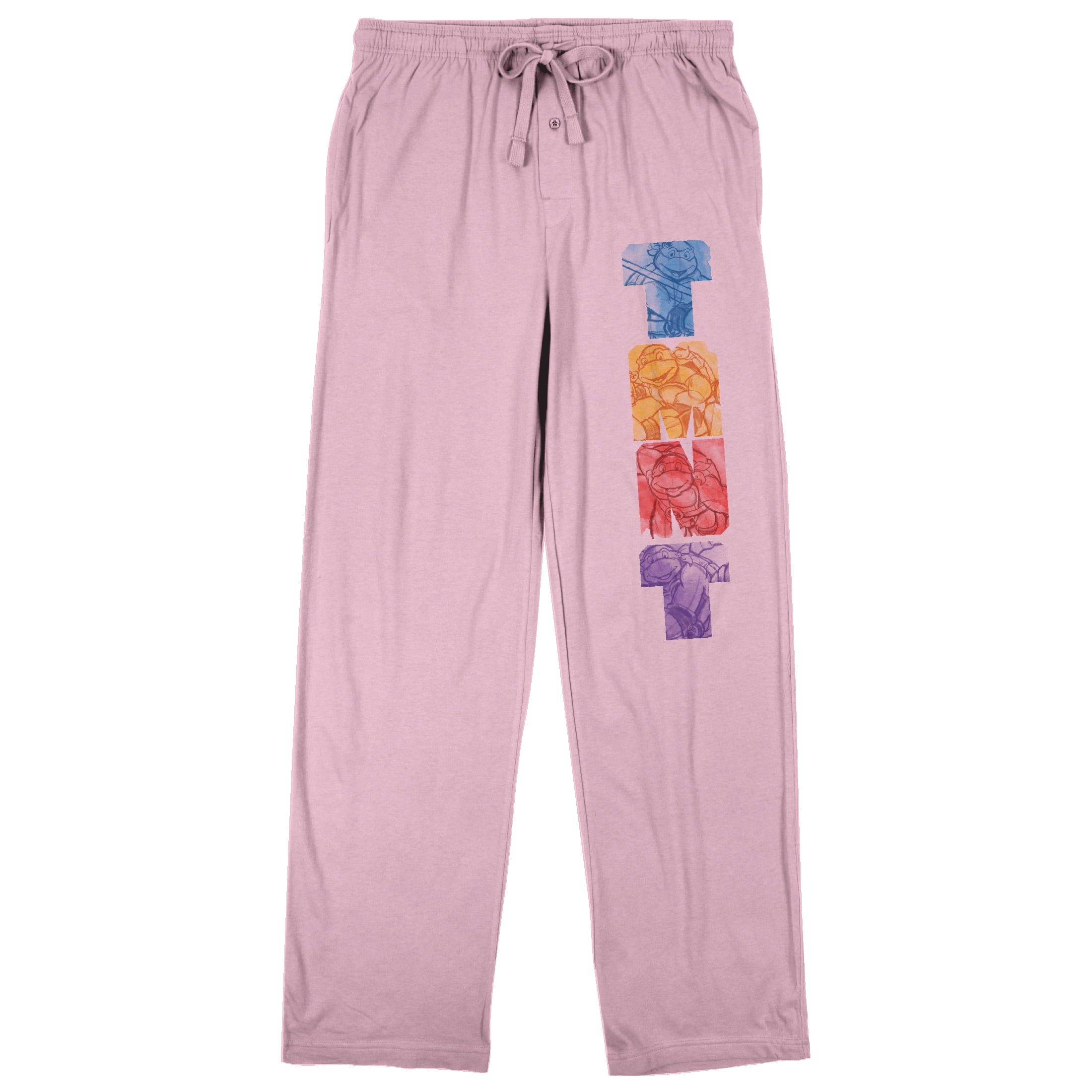 TMNT Multicolored Letters Women's Pink Sleep Pajama Pants-Medium ...