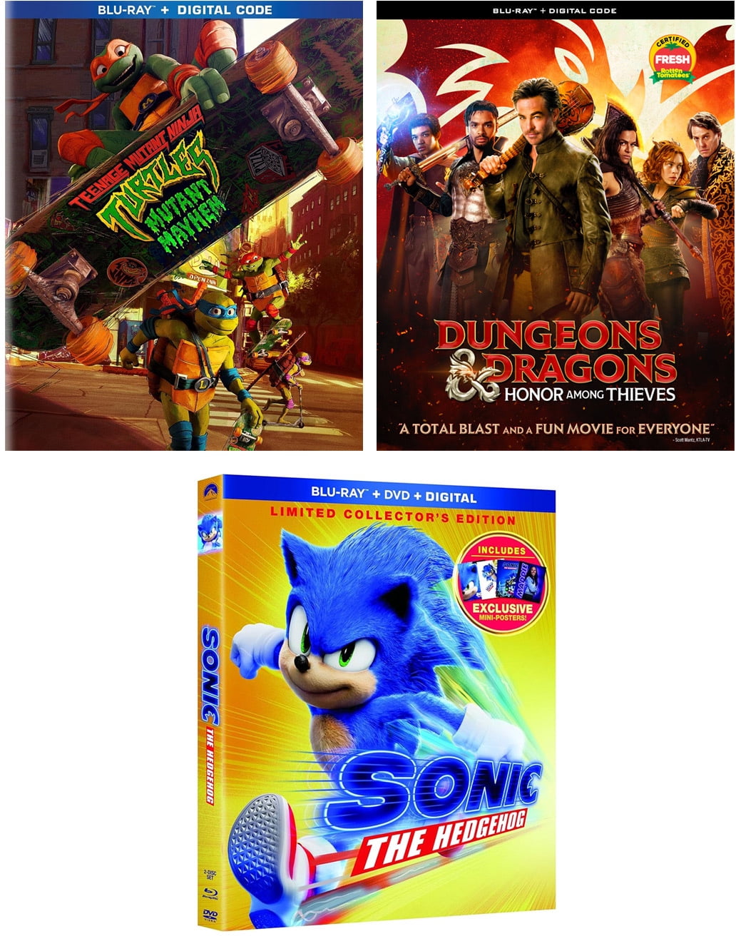 TMNT: Mutant Mayhem / Sonic The Hedgehog / Dungeons & Dragons: Honor ...