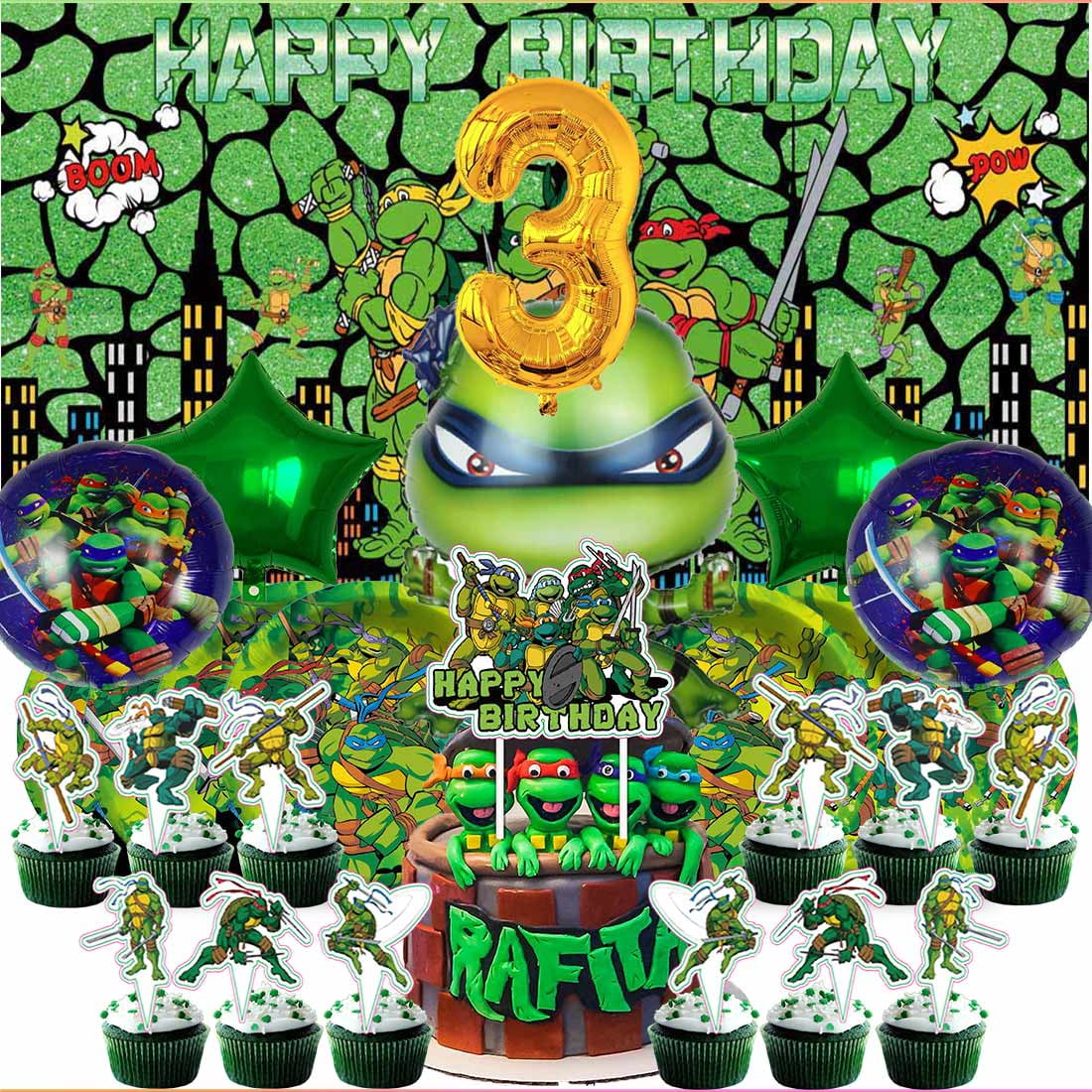 TMNT Teenage Mutant Ninja Turtles 3rd Tableware Balloons Cake Toppers ...