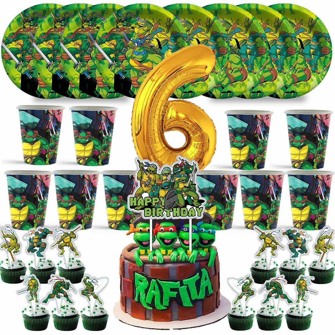 TMNT Teenage Mutant Ninja Turtles Birthday 6th Cups Party Supplies ...