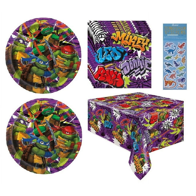 TMNT Birthday Party Supplies Bundle: 16 Dessert Plates, 16 Napkins ...