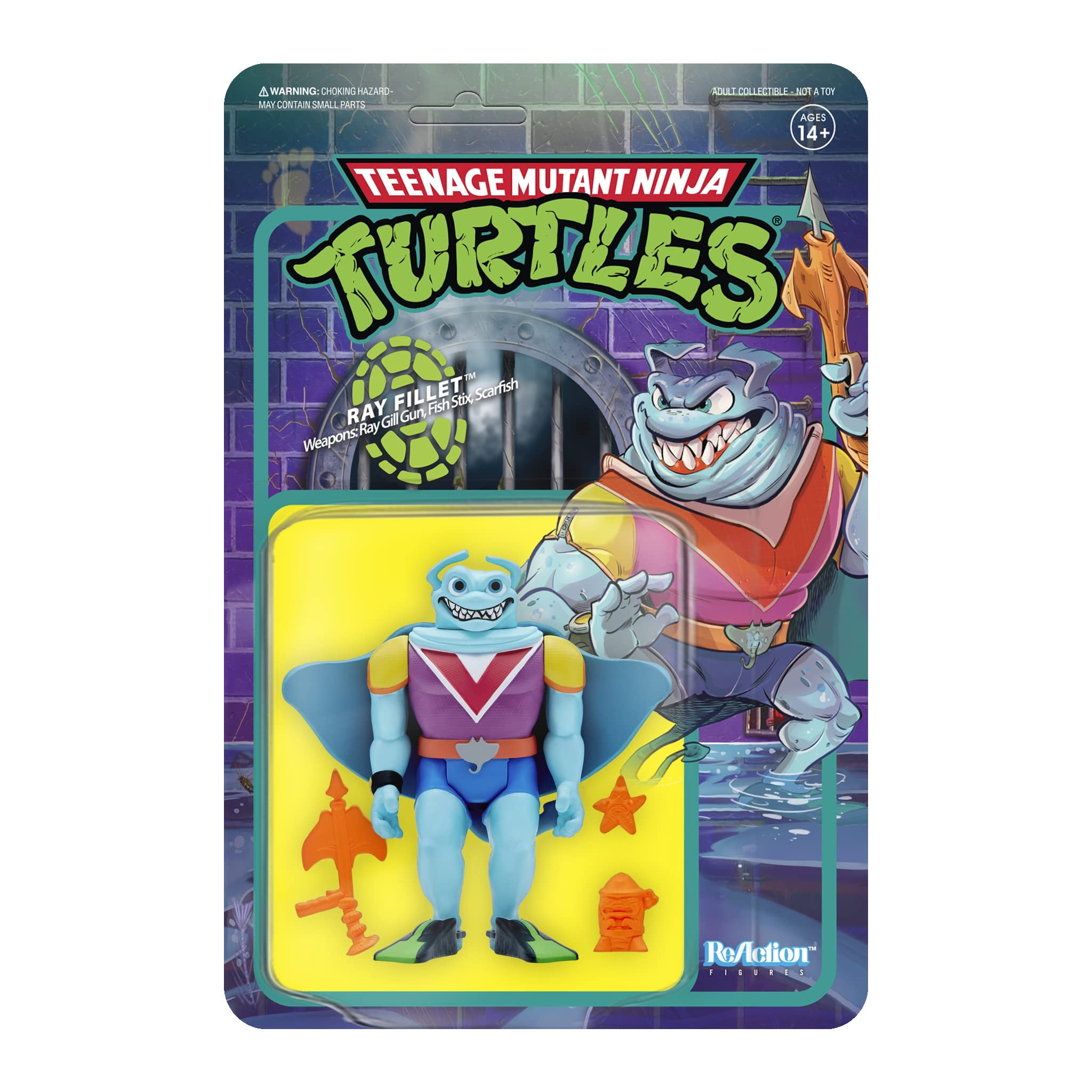 Super7 Teenage Mutant Ninja Turtles Ray Fillet Reaction Figure ...
