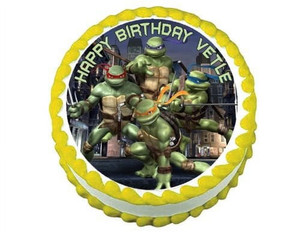 TMNT Teenage Mutant Ninja Turtles round edible frosting cake topper ...