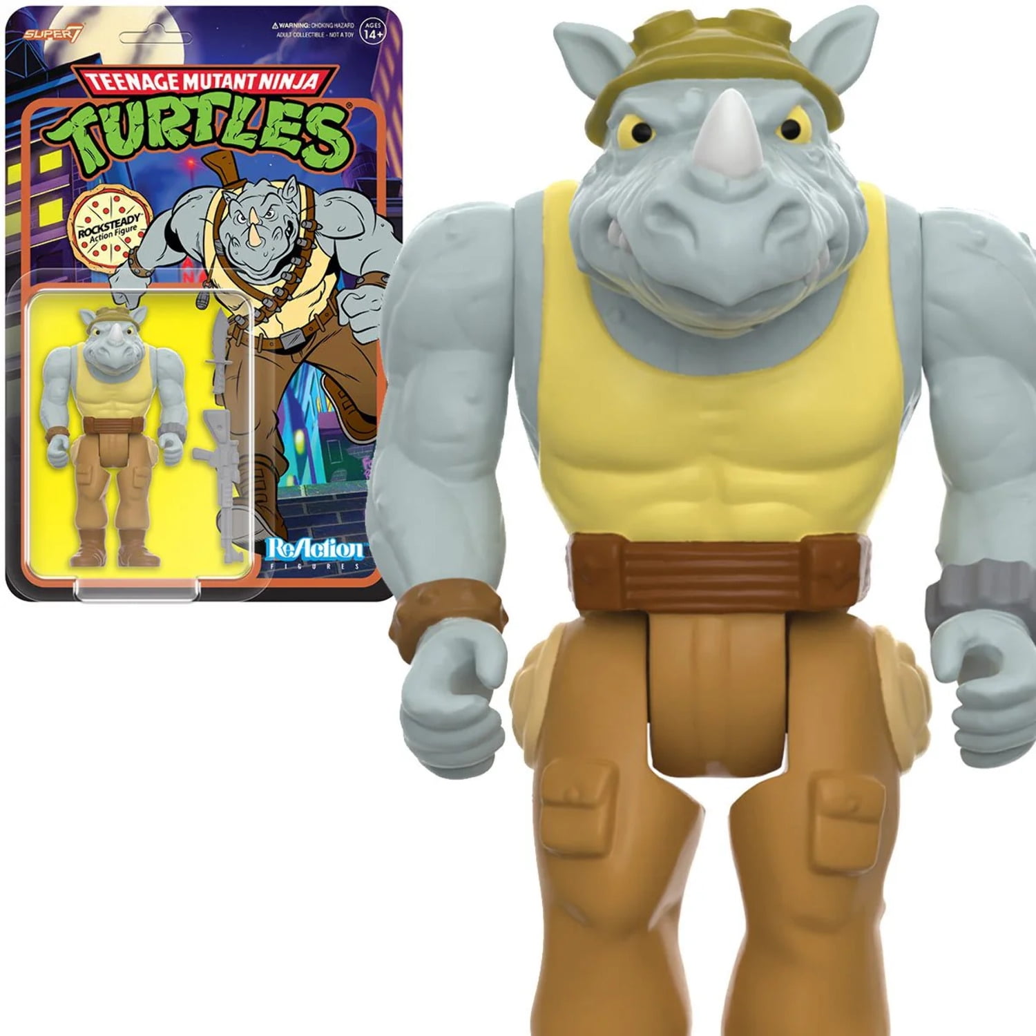 TMNT Toon Rocksteady 3 3/4-Inch ReAction Figure - Walmart.com