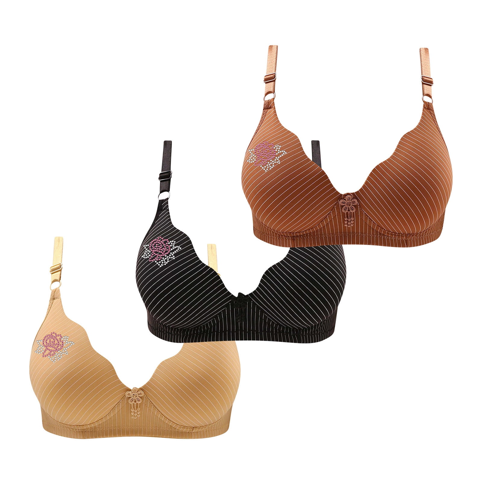 TMOYZQ 3 PC Bras for Women Wireless Push Up Full Coverage Seamless ...