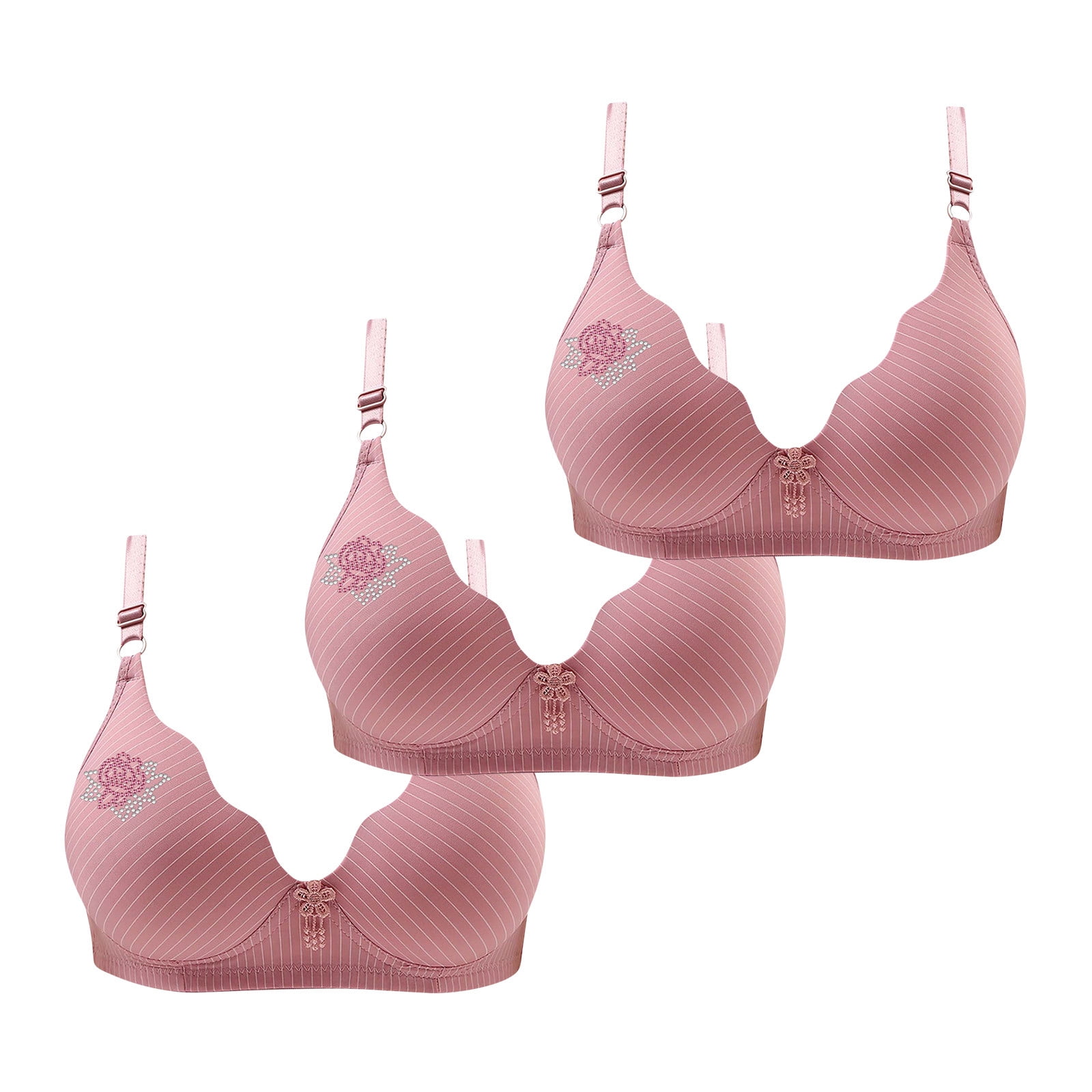 TMOYZQ 3 PC Bras for Women Wireless Push Up Full Coverage Seamless ...