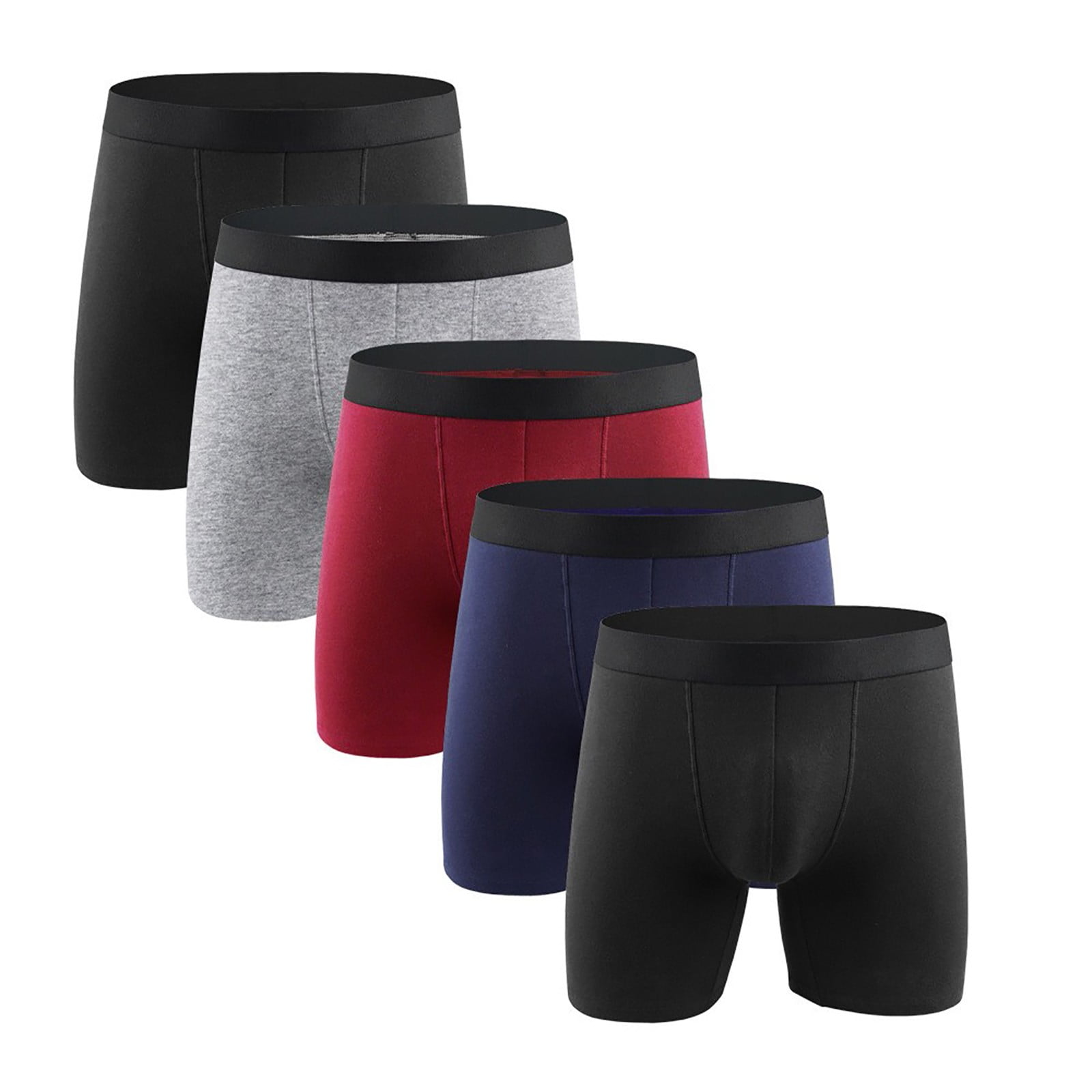 TMOYZQ 5 PC Men's Long Leg Boxer Briefs Cotton Open Pouch Shapewear ...