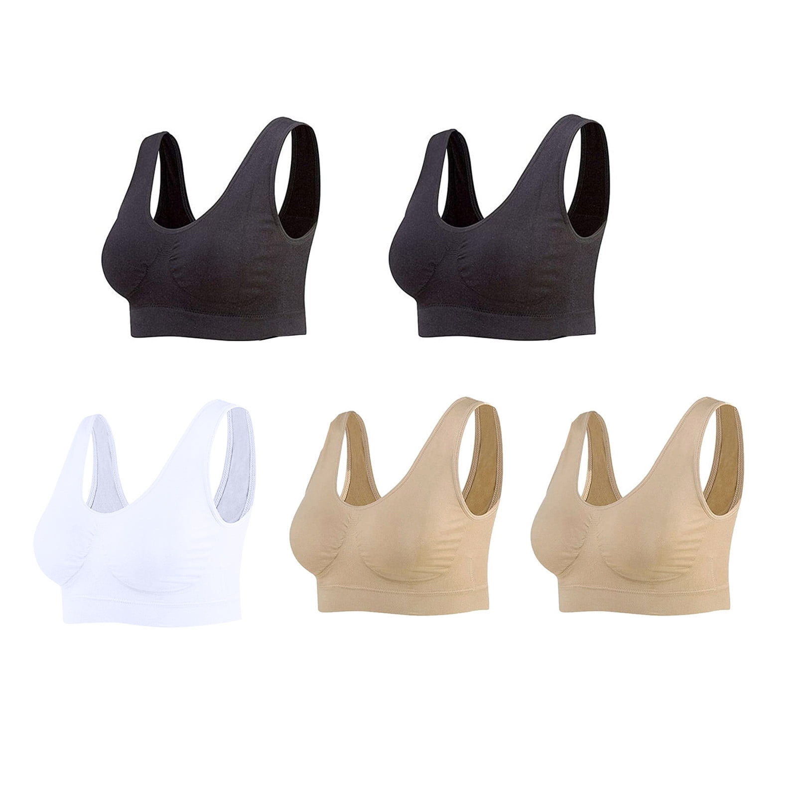 TMOYZQ 5 Pcs Sports Bras for Women, Plus Size Full-Coverage T-Shirt Bra ...