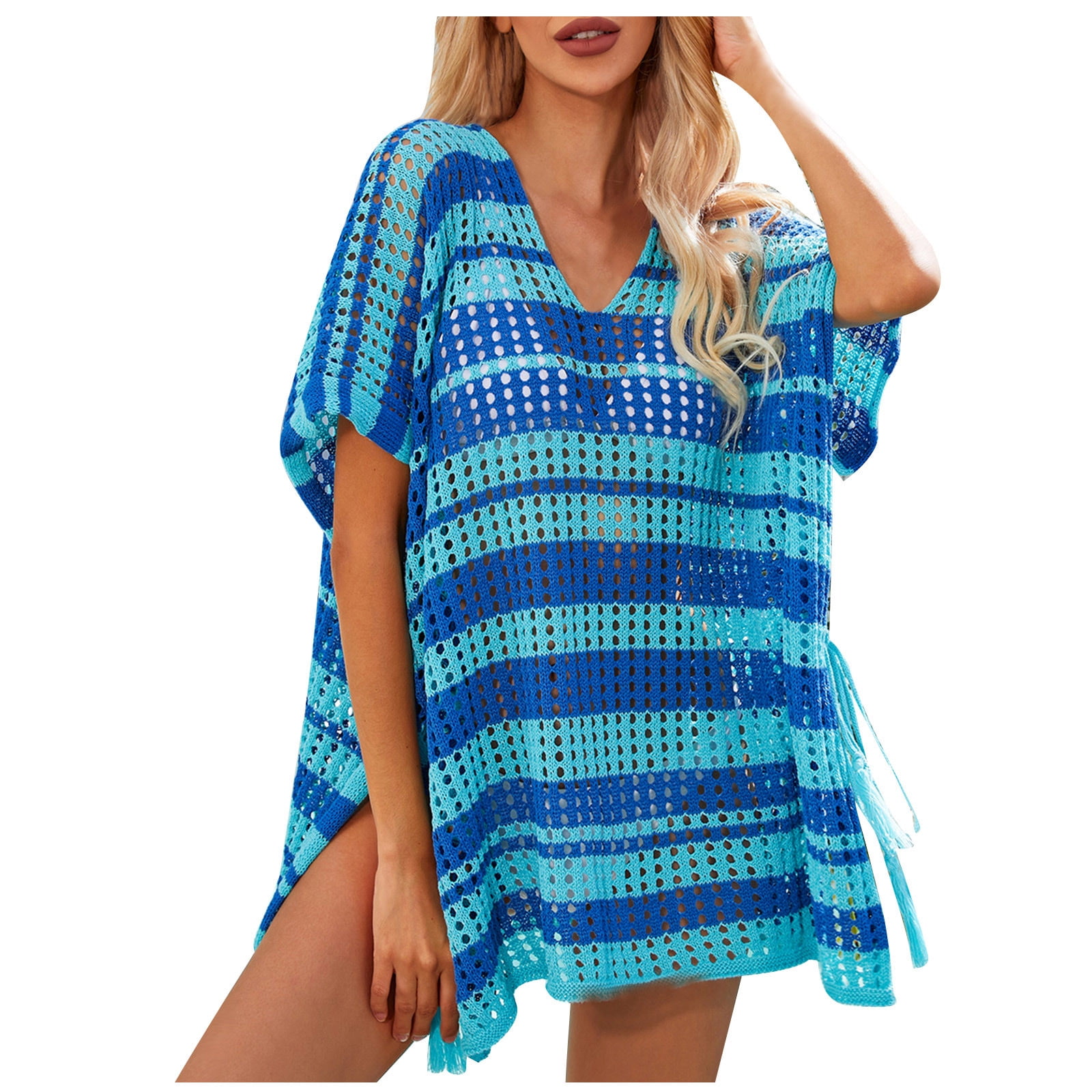 Tmoyzq Beach Cover Ups For Women Oversized Hollow Out Crochet Knit
